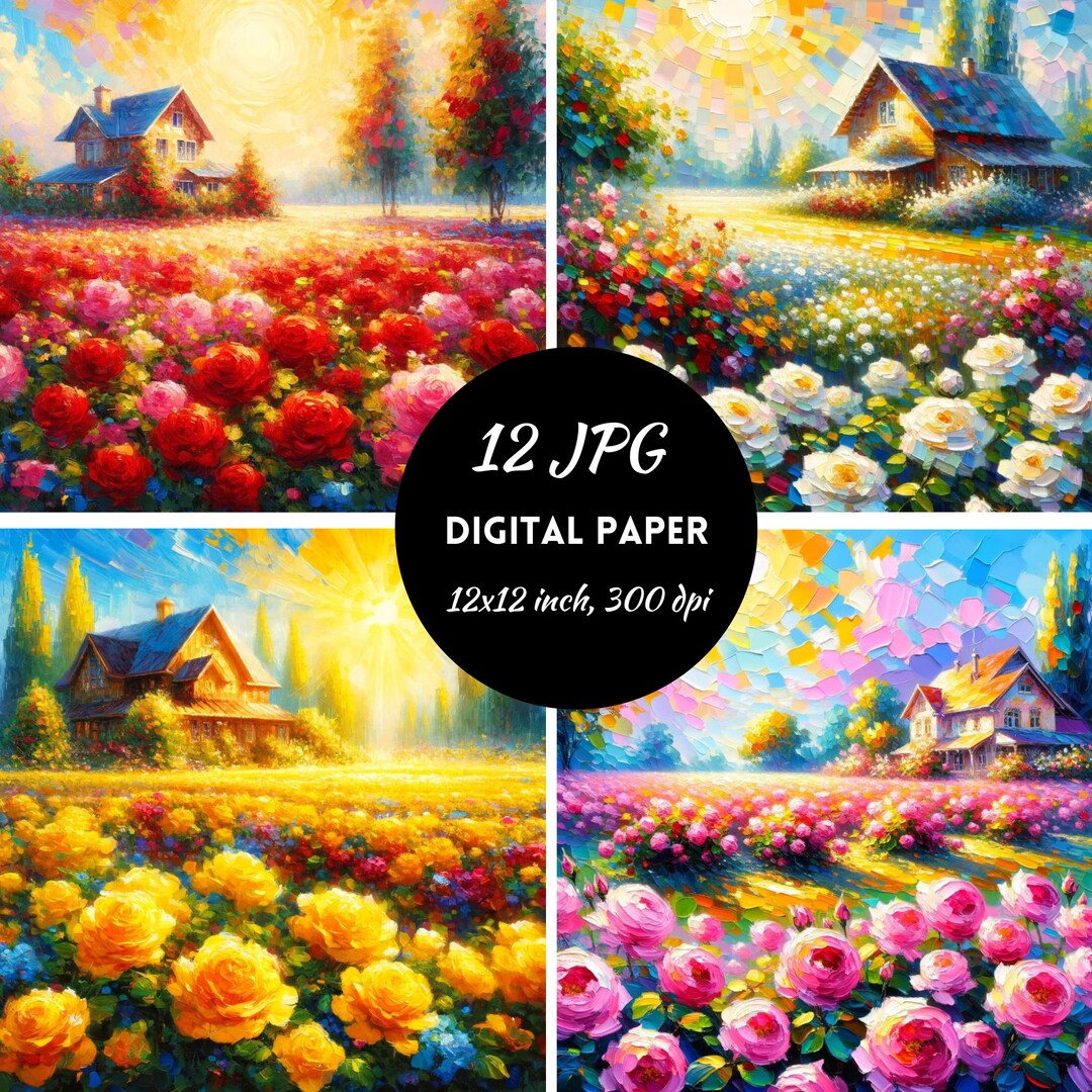 Rose Clipart Digital Paper Instant Download Commercial Use, Garden ...