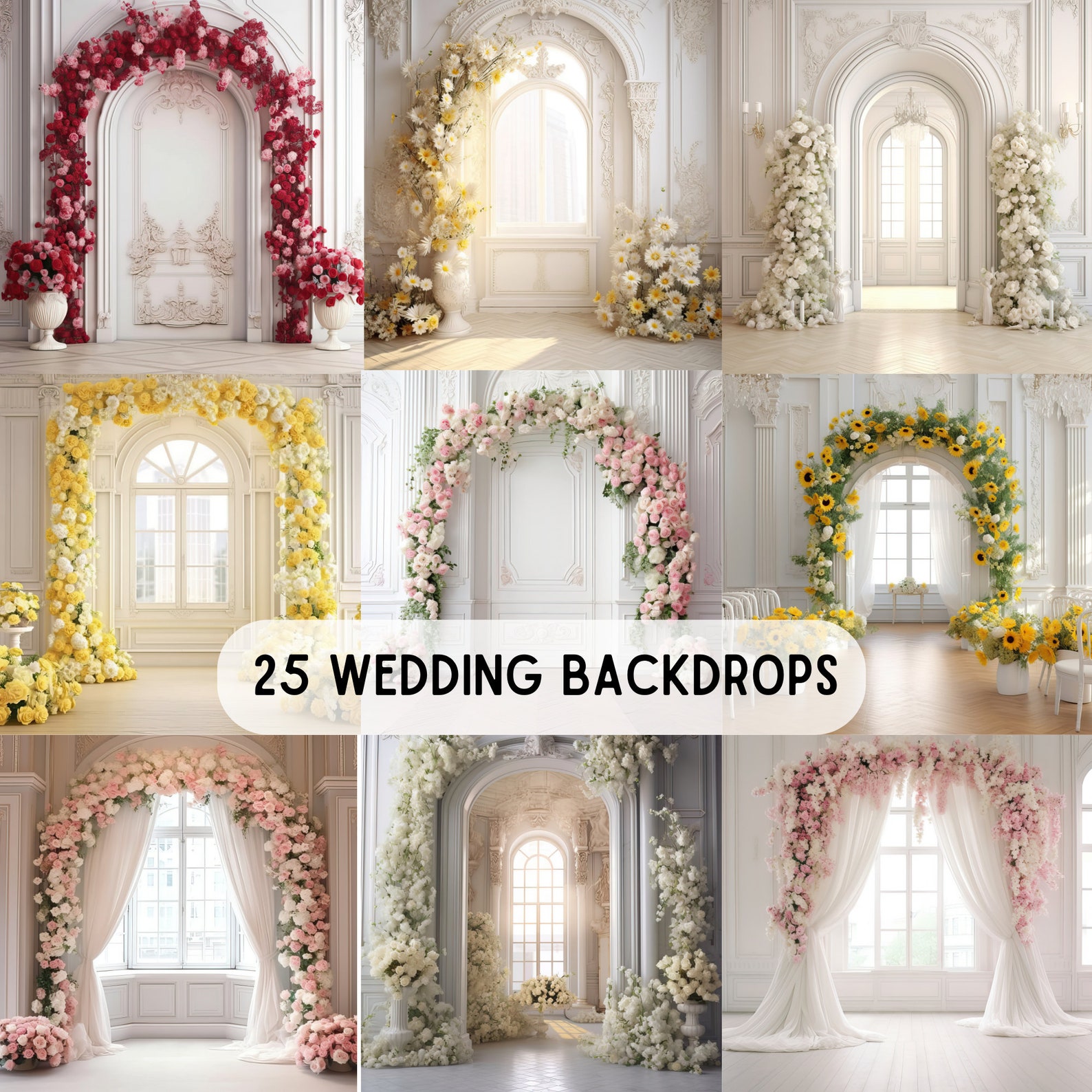 Wedding Backdrop, White Room Backdrop for Wedding, Photography Backdrop ...
