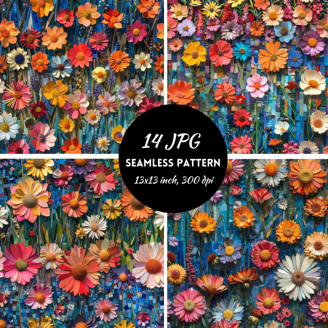 Paper Flowers Seamless Pattern Digital Paper Commercial Use, Paper ...