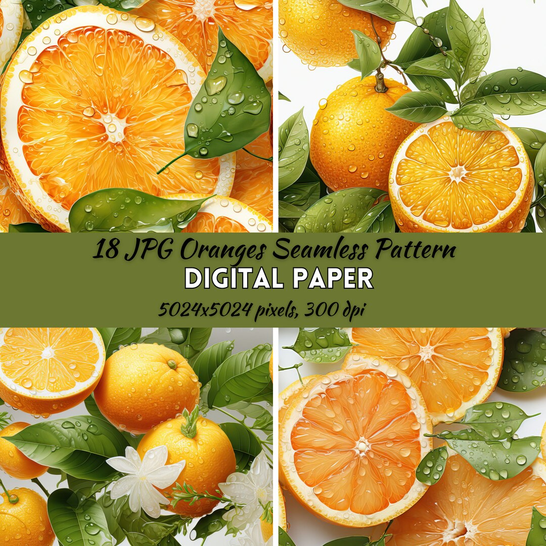 Oranges Seamless Pattern Digital Paper Wrapping Paper, Oranges Pattern ...