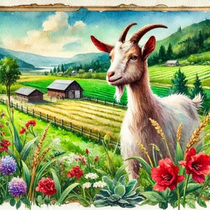 Goat Clipart, Watercolor Goat Clipart Digital Paper Commercial Use ...