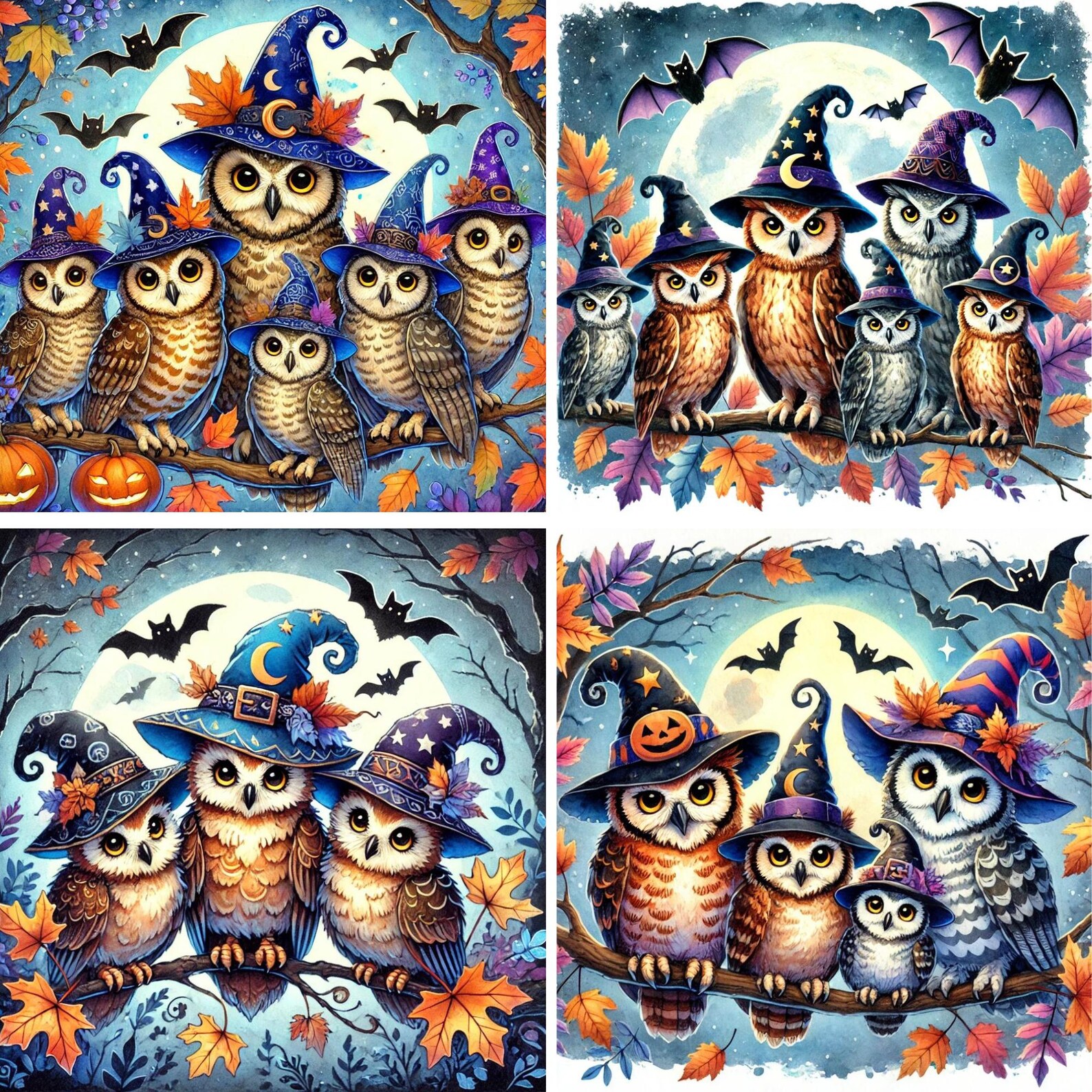 Owl Witch, Halloween Owl Clipart, Owl Clipart Digital Paper Commercial ...