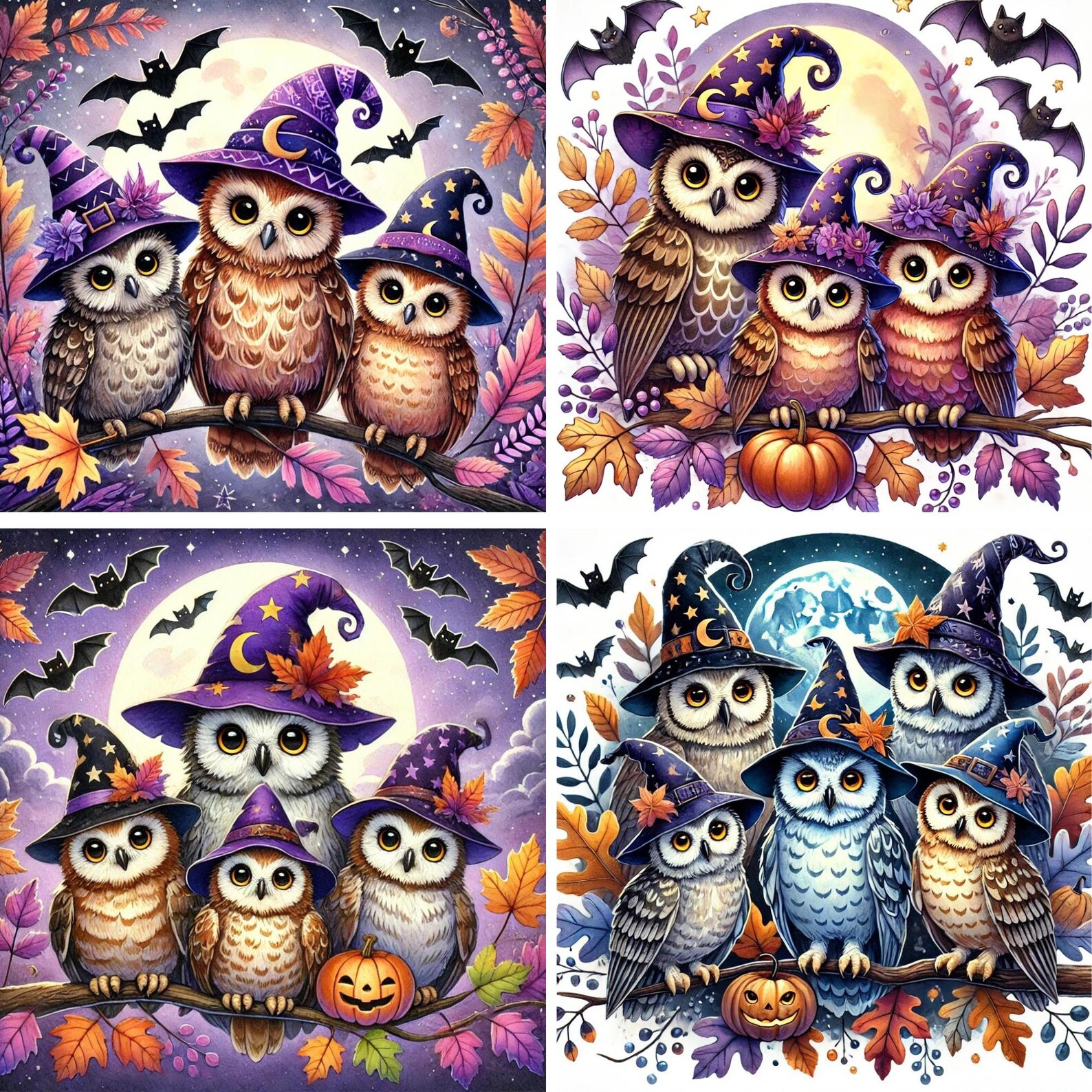 Owl Witch, Halloween Owl Clipart, Owl Clipart Digital Paper Commercial ...