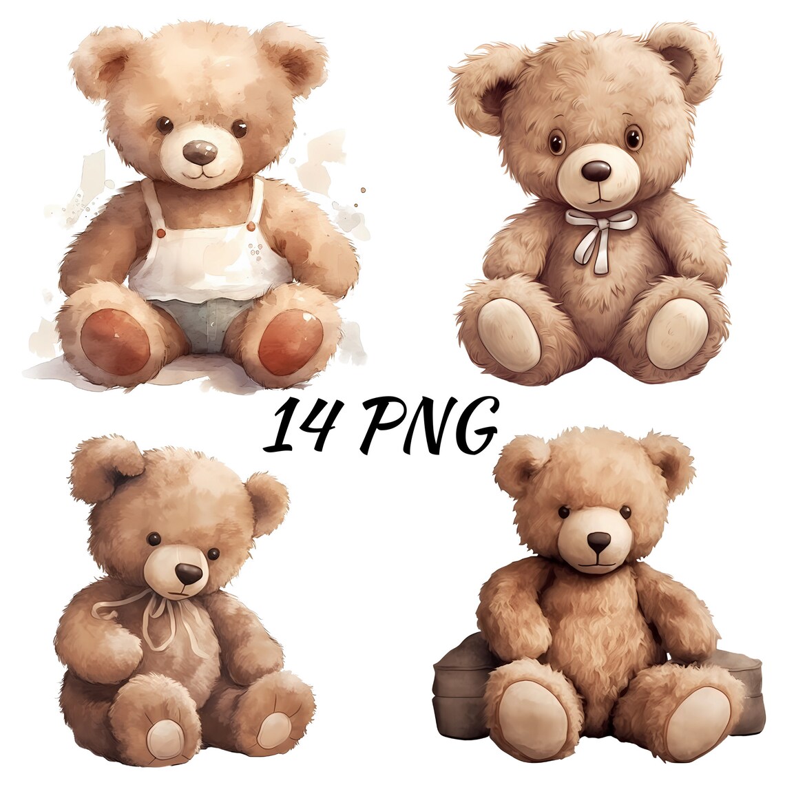 Teddy Bear Clipart Fluffy Teddy Bear Clipart 14 PNG - Etsy