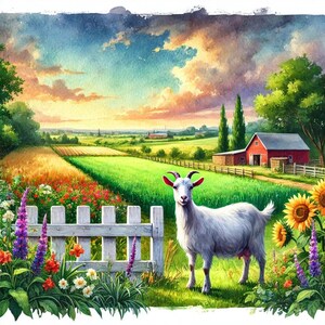 Goat Clipart, Watercolor Goat Clipart Digital Paper Commercial Use ...