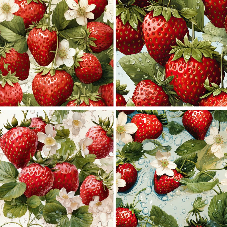 Strawberry Seamless Pattern Digital Paper, Strawberry Pattern ...