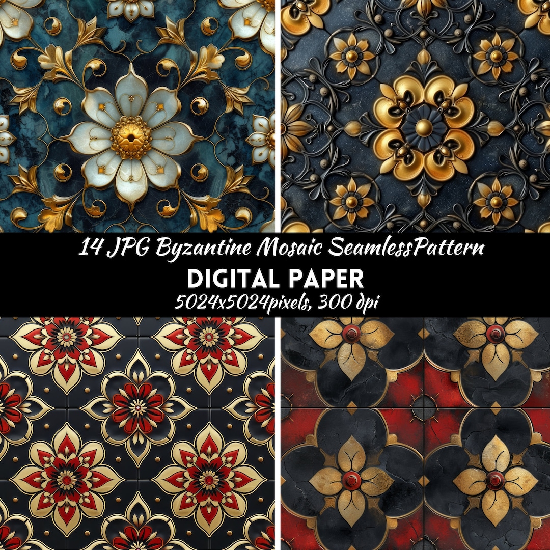 Byzantine Tiles Digital Paper Pack Seamless Pattern Digital Paper ...