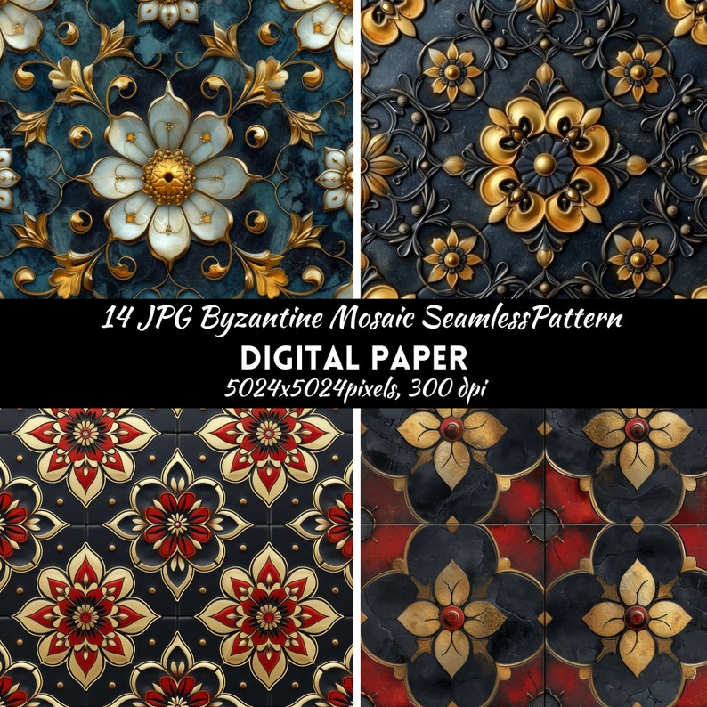 Byzantine Tiles Digital Paper Pack Seamless Pattern Digital Paper ...