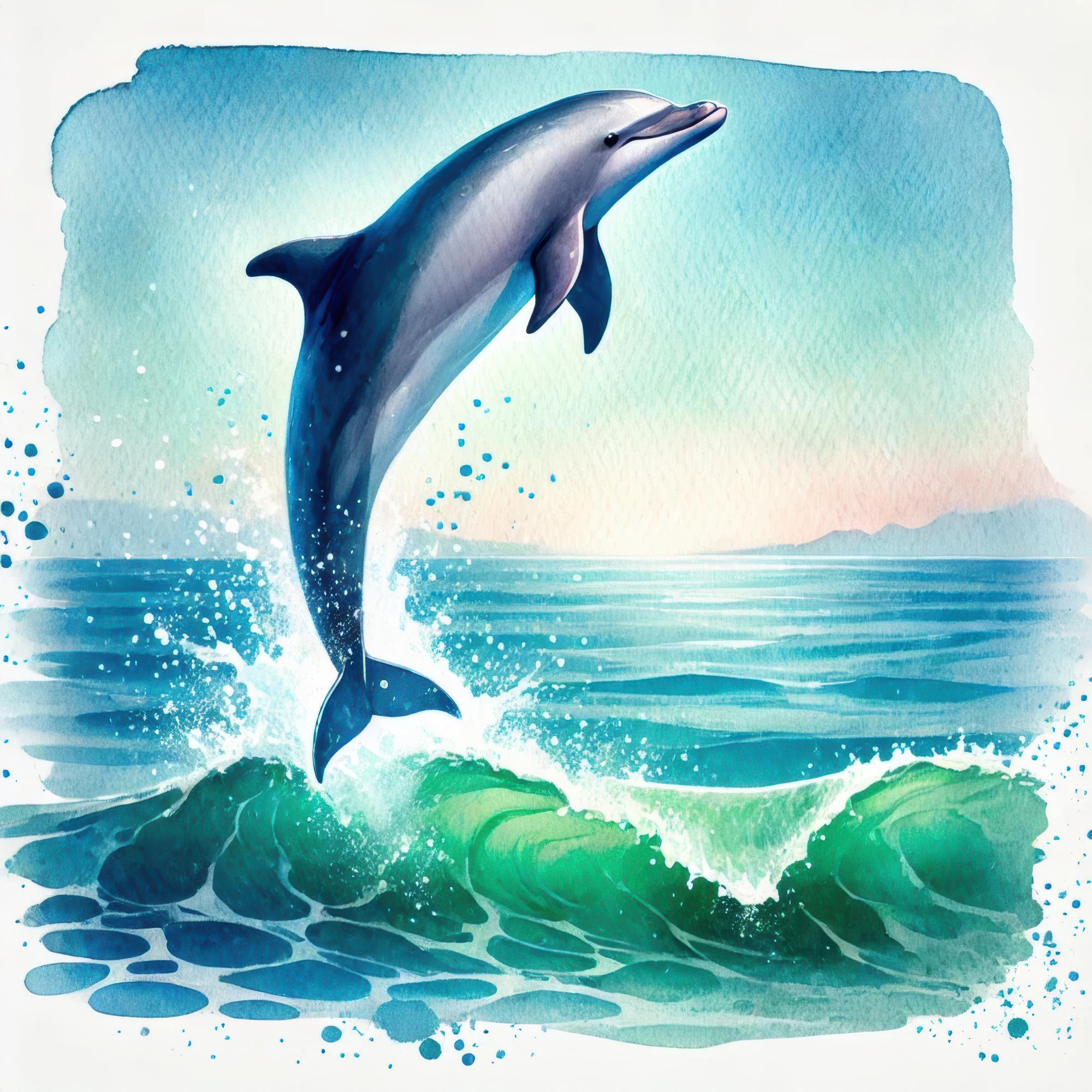 Dolphin Clipart Digital Paper Commercial Use, Watercolor Dolphin ...