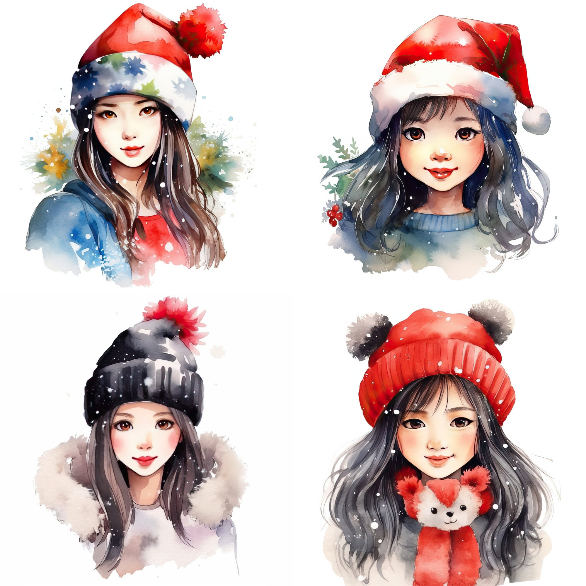 Christmas Girl Clipart, Girl Clipart, Christmas Girl Clipart Bundle ...