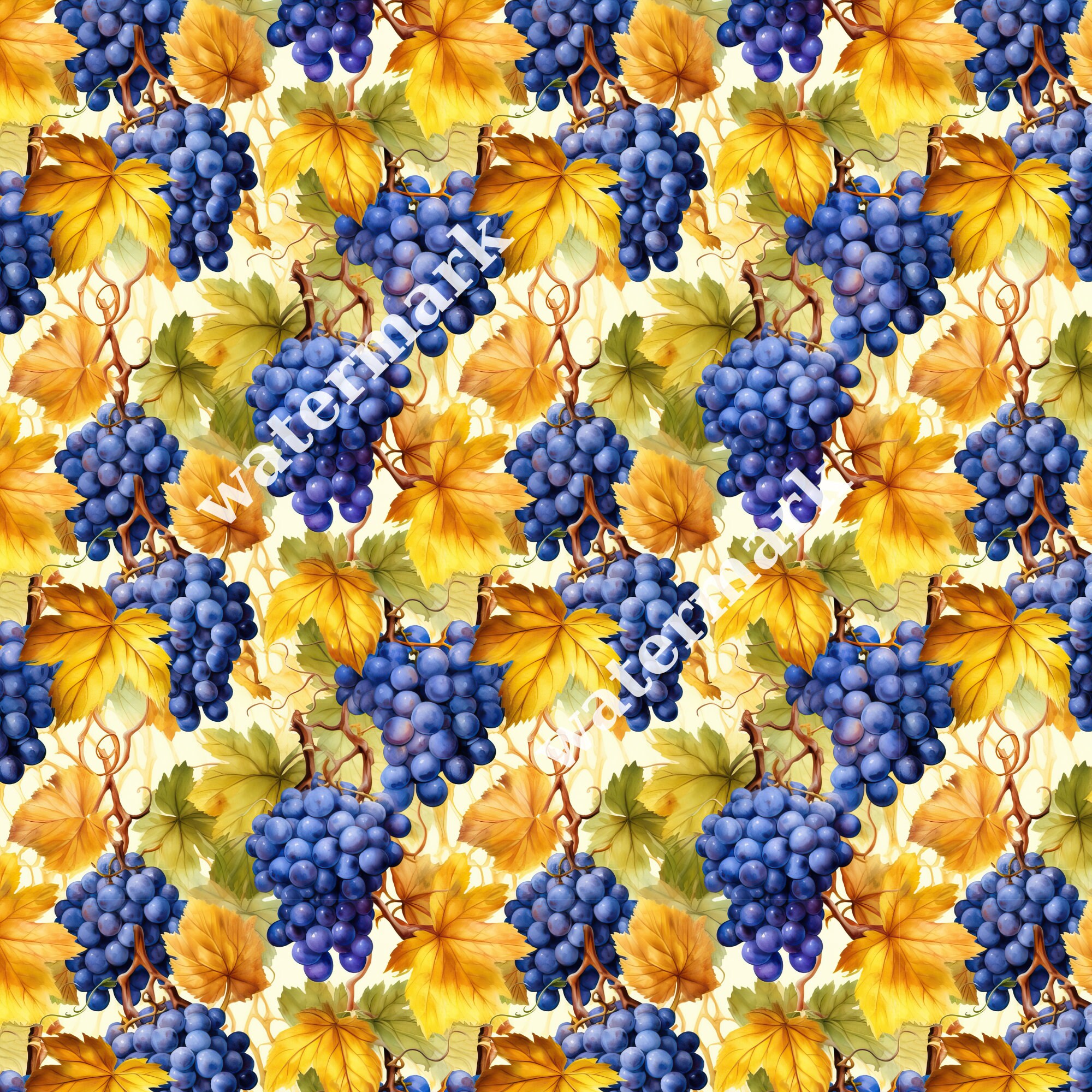 Grapes Seamless Patterns Digital Paper, Fall Fruits Seamless Patterns ...
