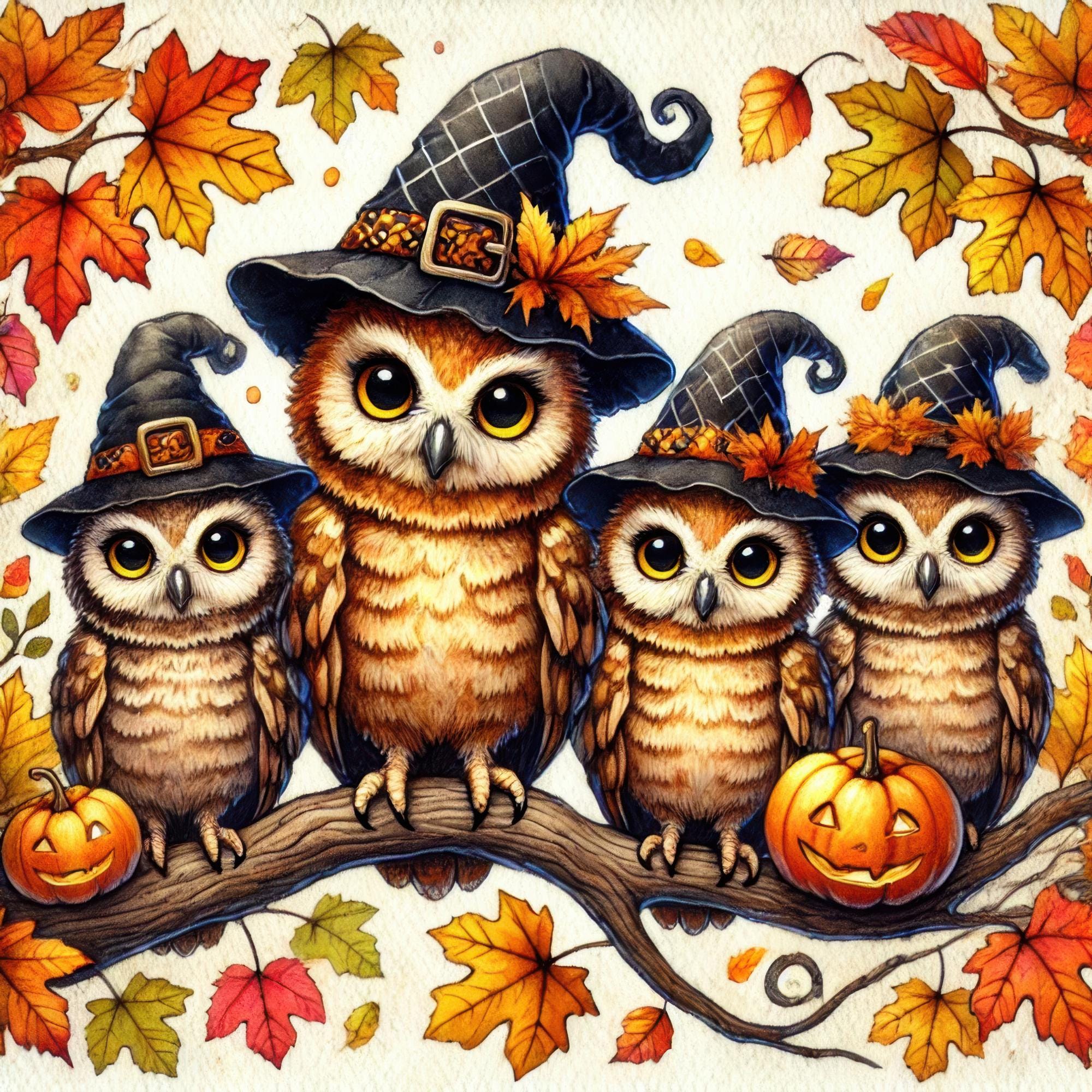 Owl Witch, Halloween Owl Clipart, Owl Clipart Digital Paper Commercial ...