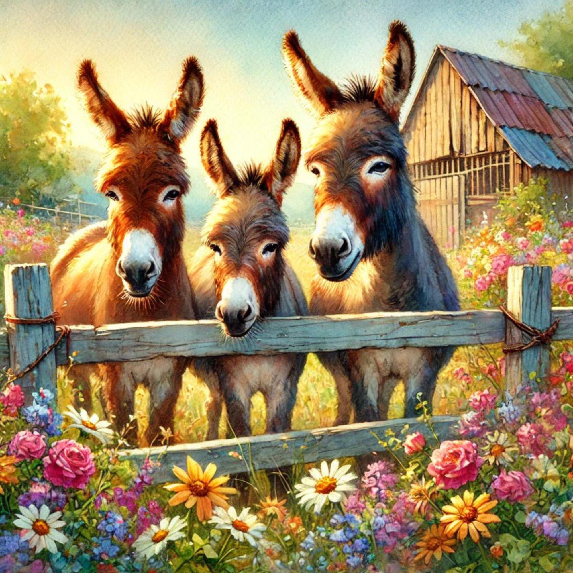 Donkey Clipart, Watercolor Donkey Clipart Digital Paper Commercial Use ...