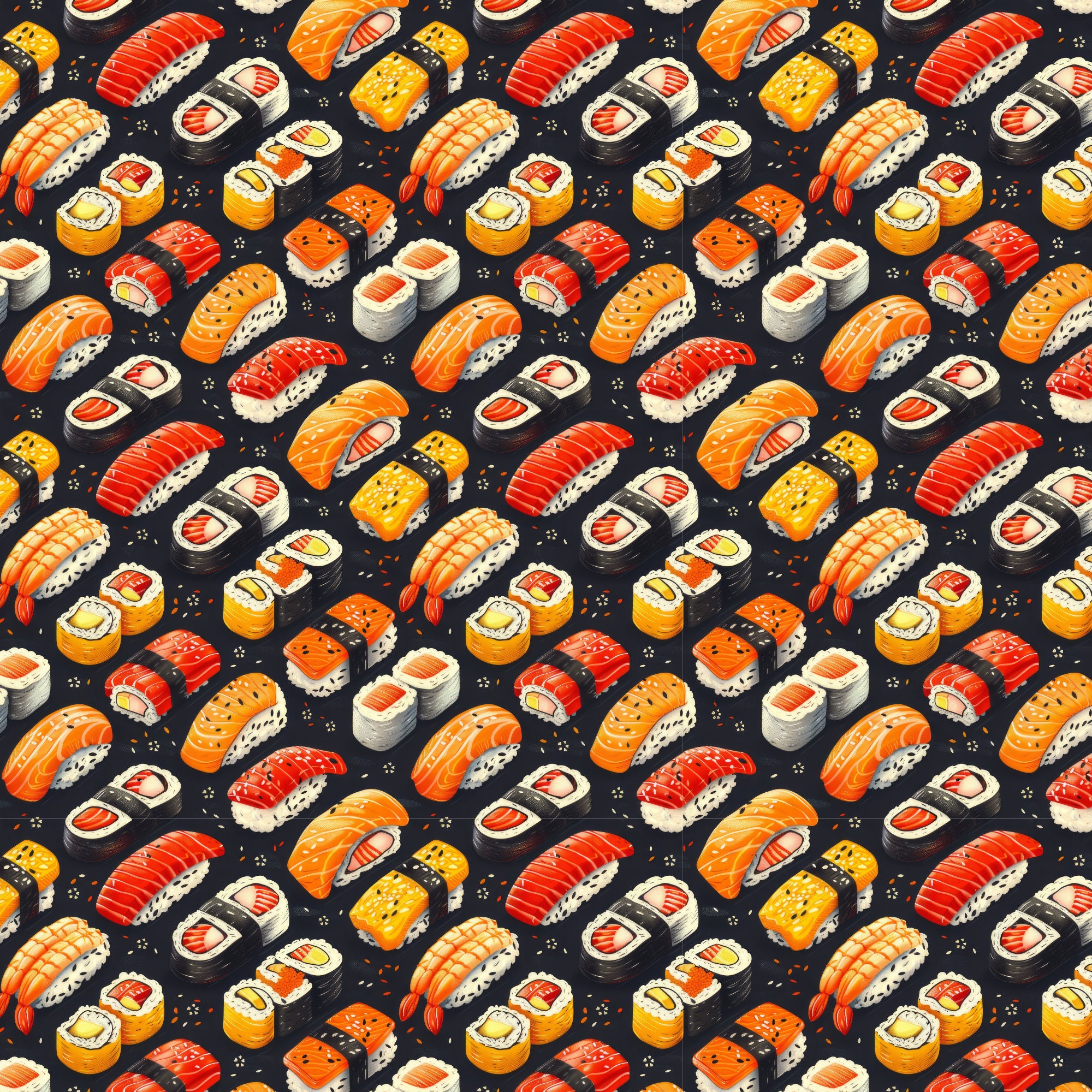 Sushi Pattern Digital Paper Instant Download Commercial Use, Seamless ...