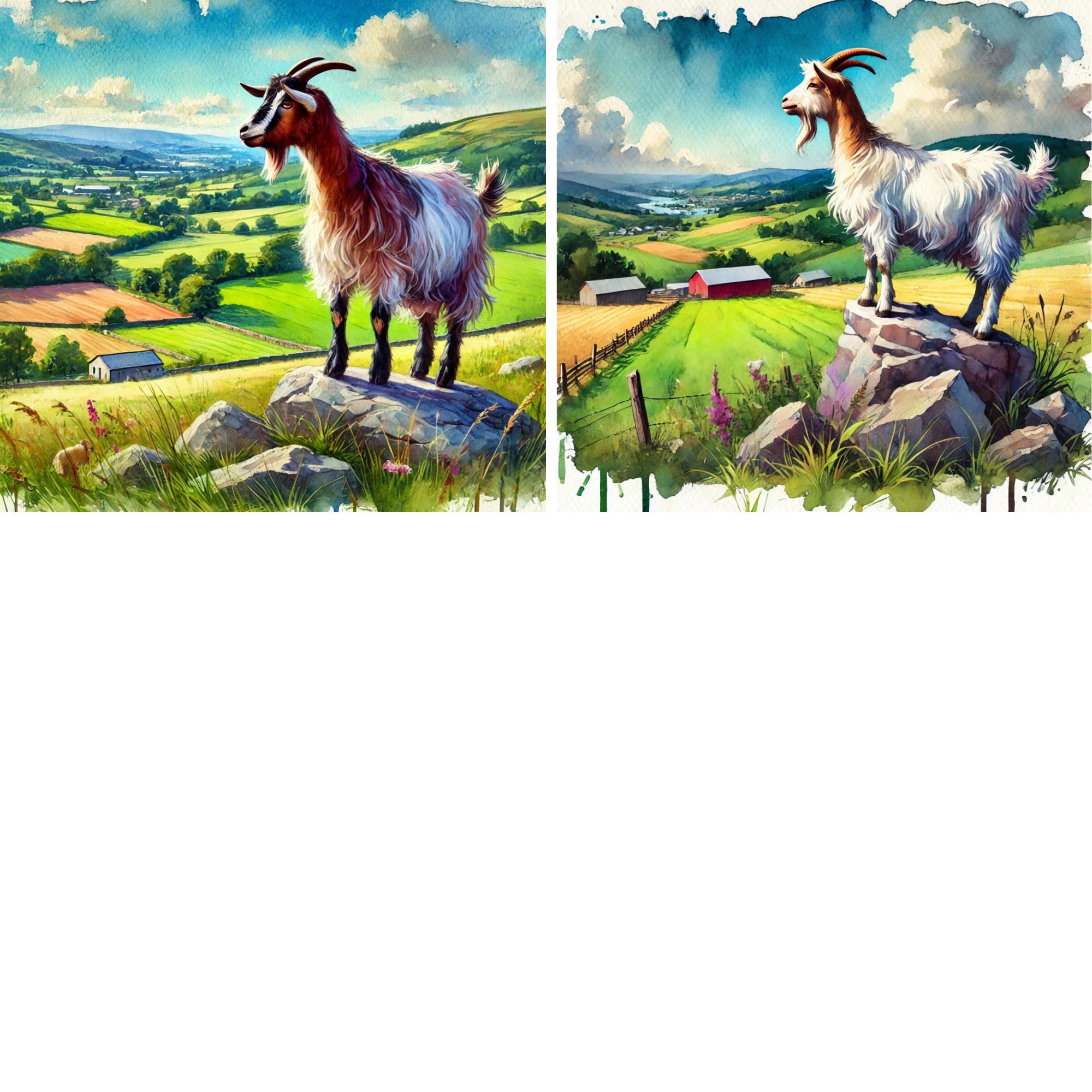 Goat Clipart, Watercolor Goat Clipart Digital Paper Commercial Use ...