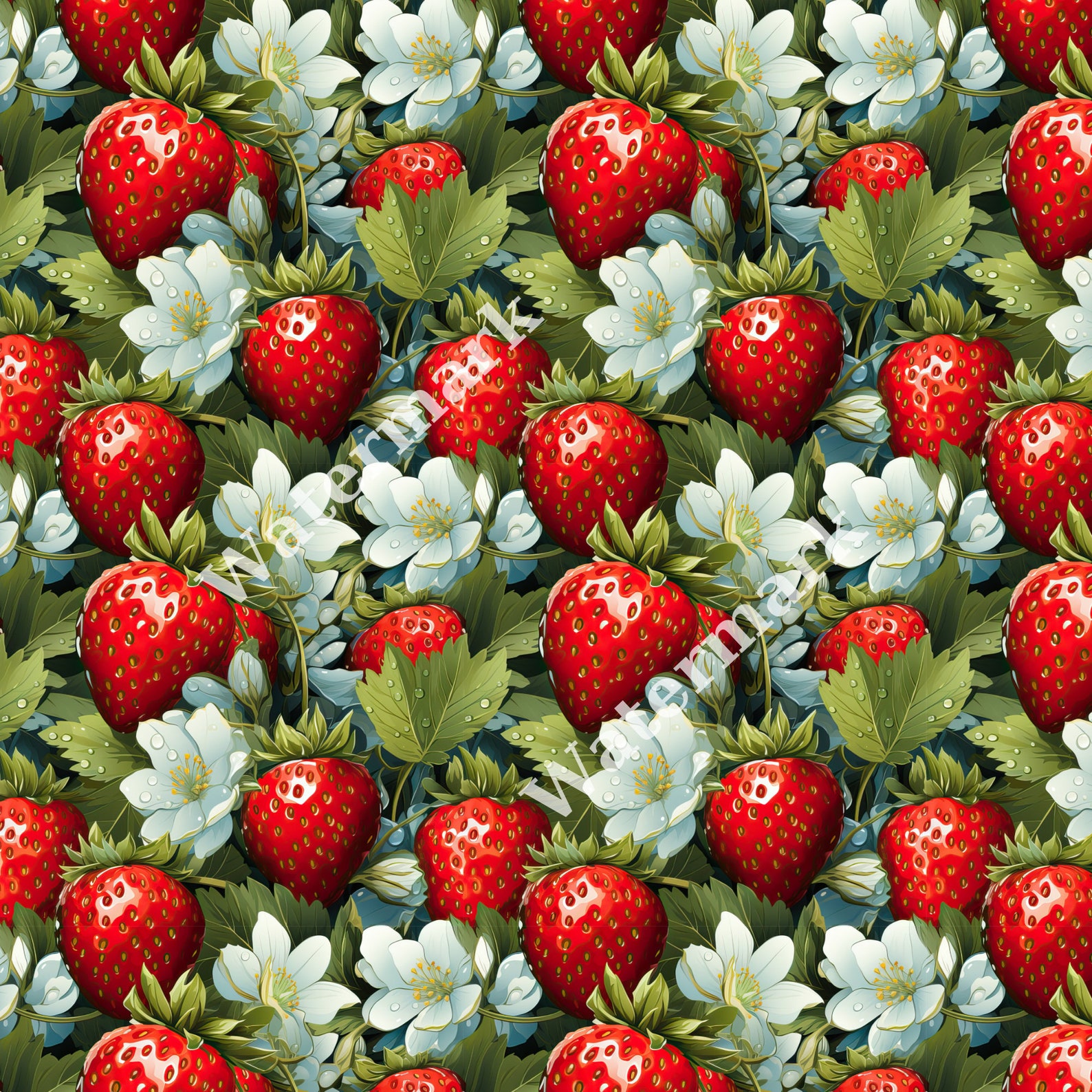 Strawberry Seamless Pattern Digital Paper, Strawberry Pattern ...