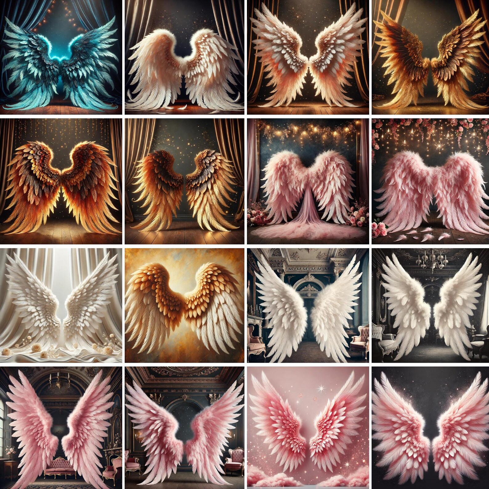 50 Angel Wings Backdrops Bundle, Maternity Digital Backdrop, Pregnancy ...