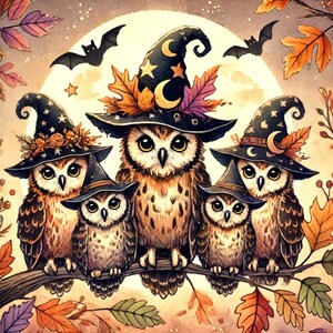 Owl Witch, Halloween Owl Clipart, Owl Clipart Digital Paper Commercial ...