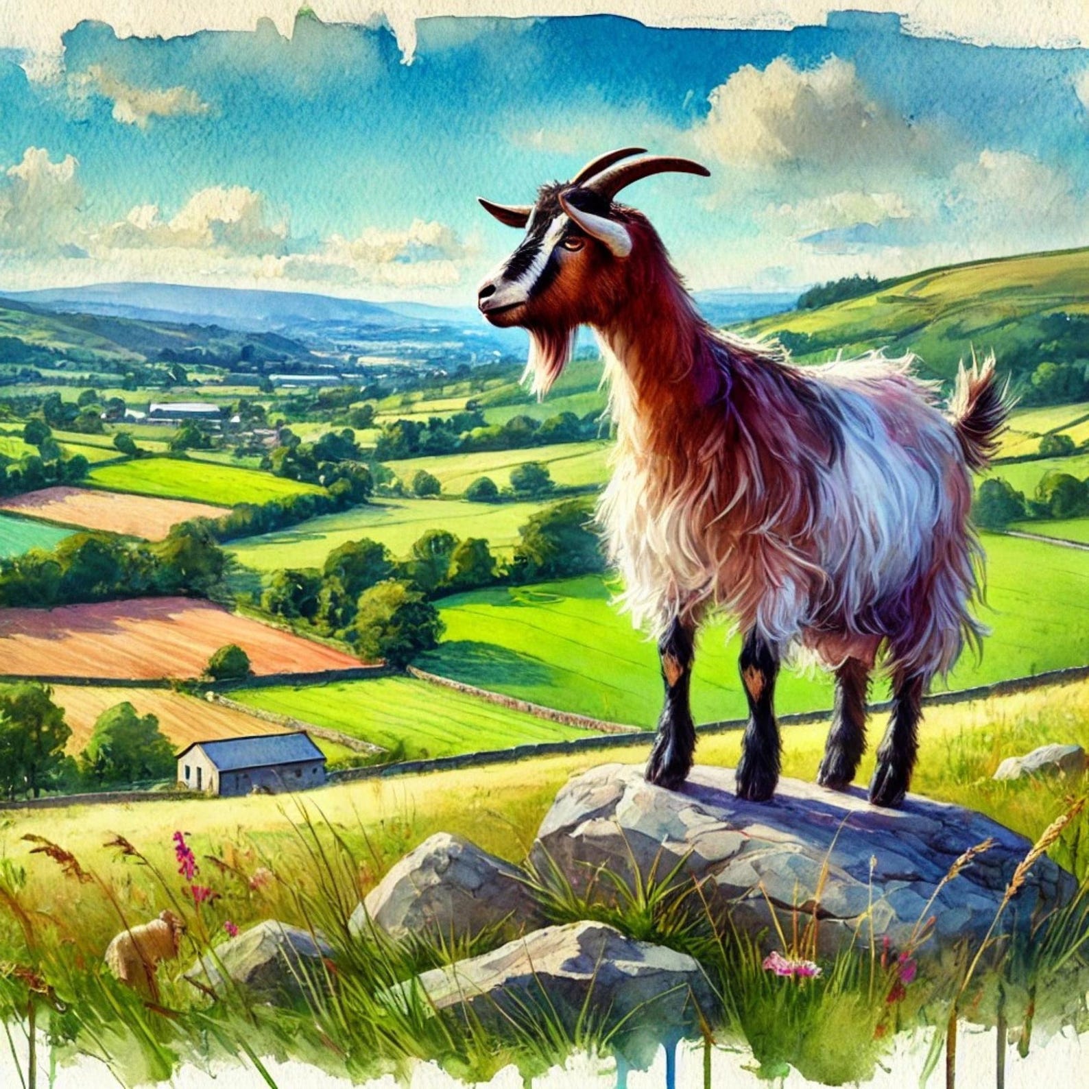 Goat Clipart, Watercolor Goat Clipart Digital Paper Commercial Use ...