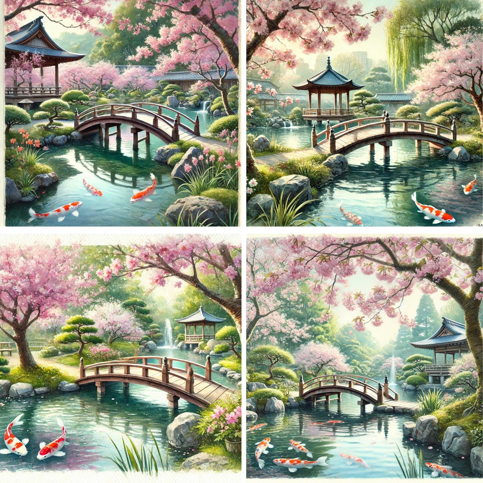Japan Garden Clipart, Japanese Garden Clipart Digital Paper Commercial ...