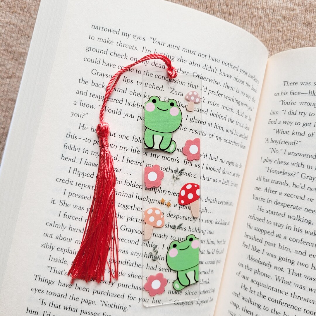 Cute Frog Acrylic Bookmark With Tassel - Cute Durable Bookmarks for ...