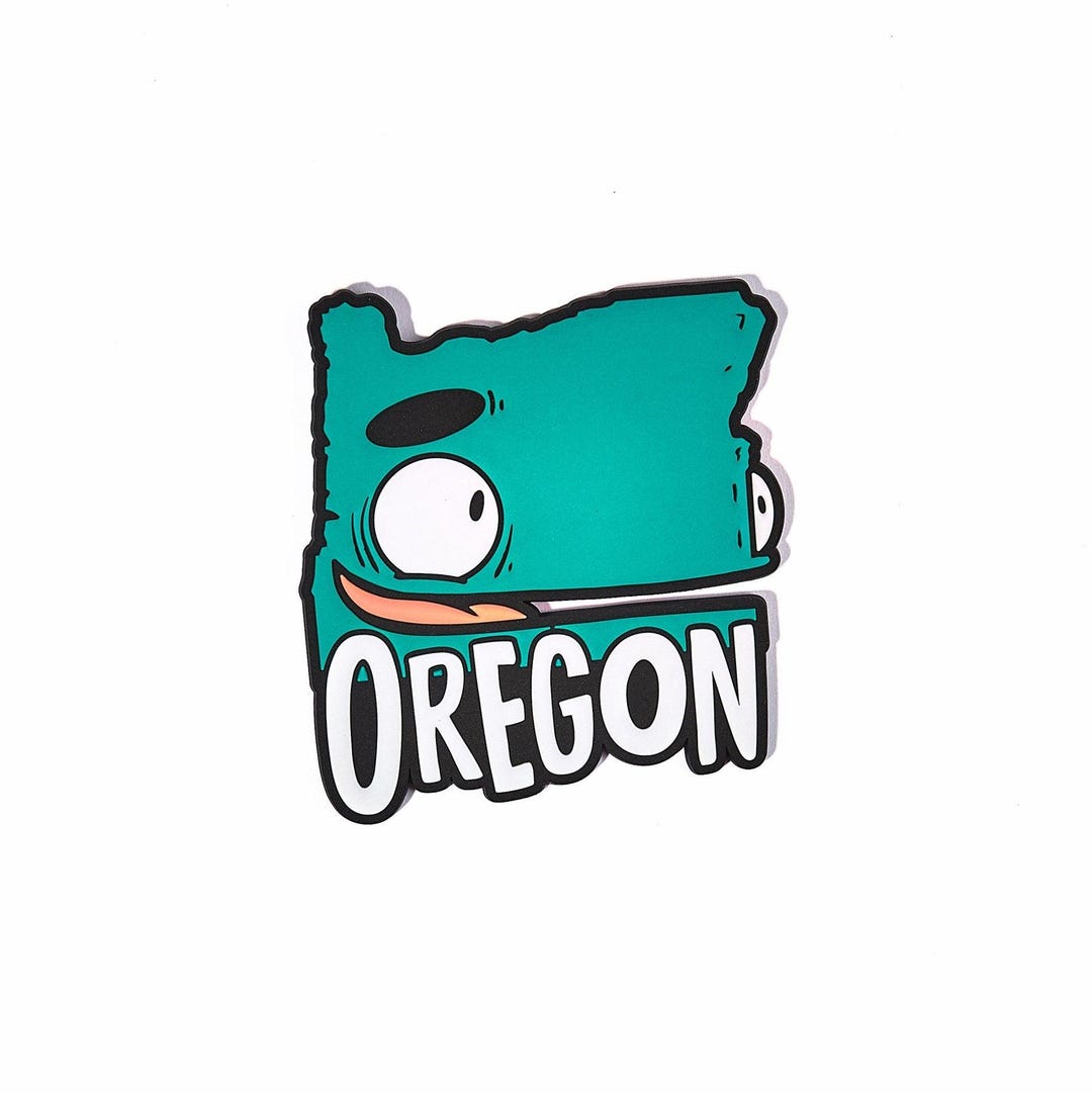 Cartoon State of Oregon Magnet | Original Art by Mike Bennett - Etsy