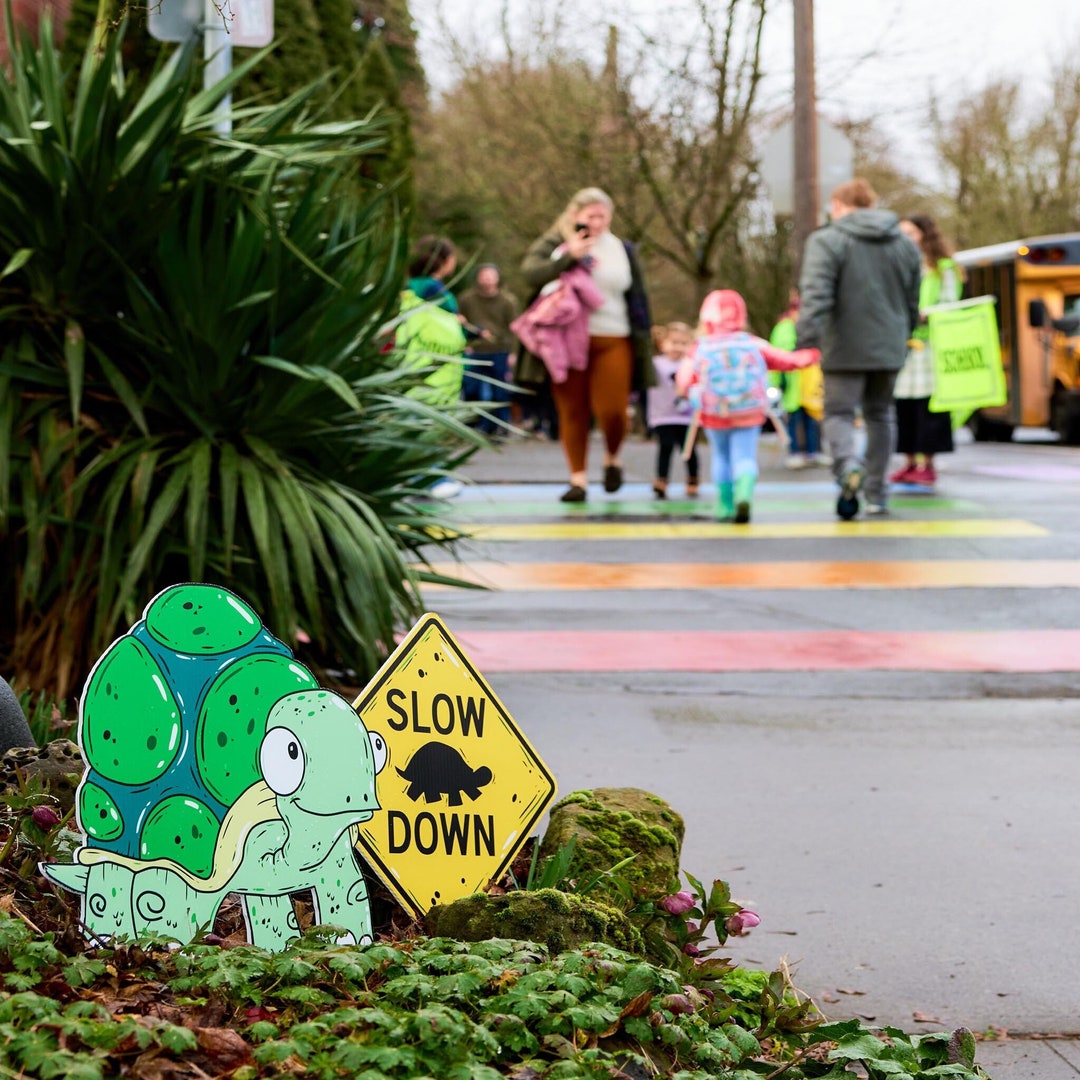 Slow Down Yard Sign - Terrance the Turtle - Etsy