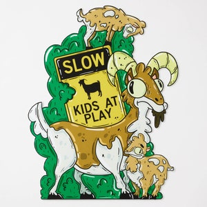 Funny "kids at Play" Sign - the Goatley Family of Goats - Etsy
