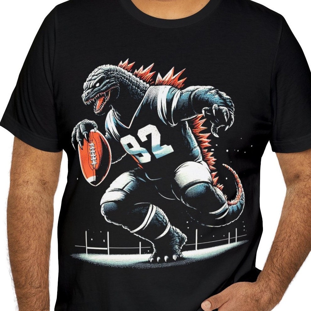 Godzilla Vs Football Tshirt, Monster Tee, Original Art, Style, Design ...