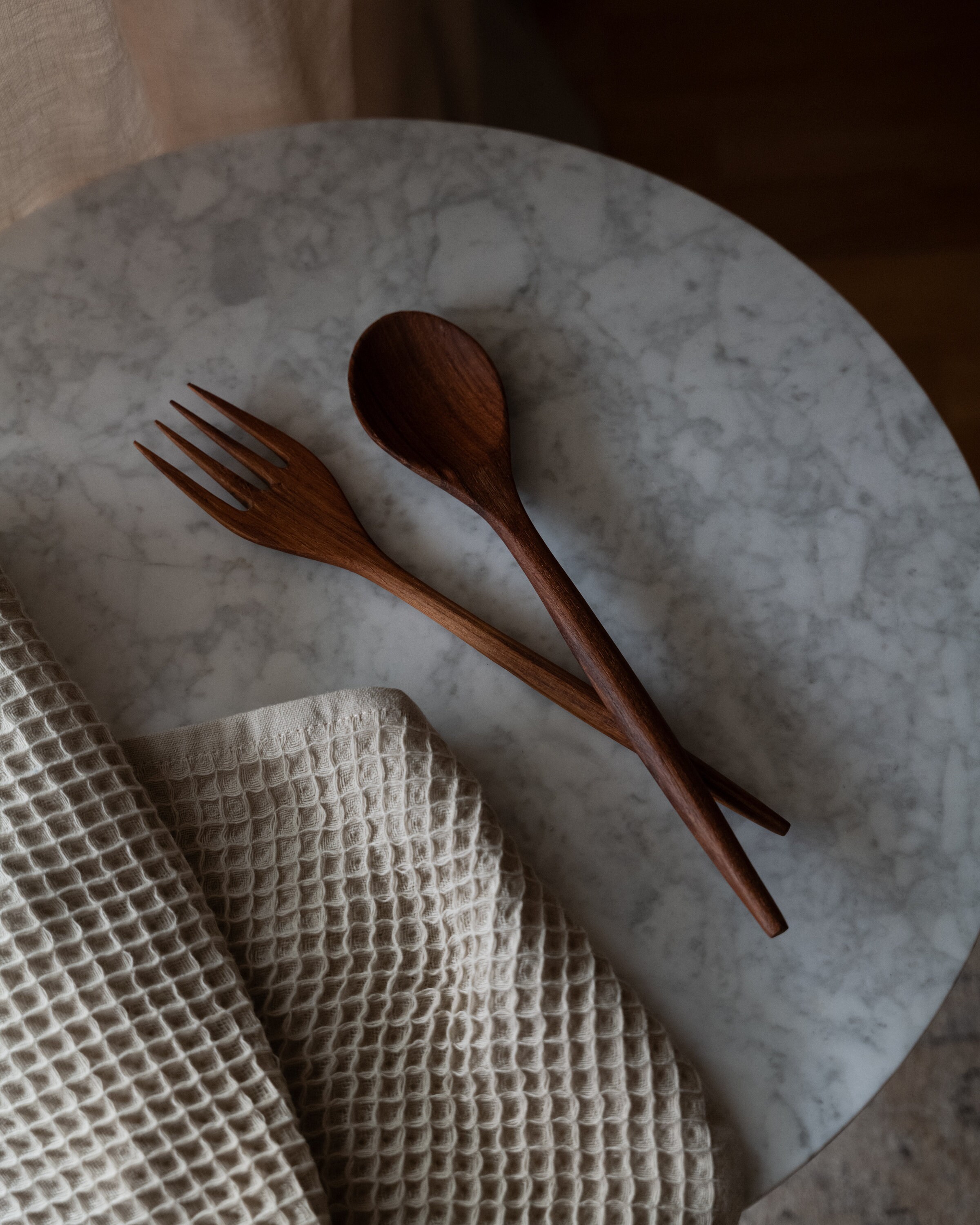 Vintage Swedish Teak Serving Set | Scandinavian Wood Salad Utensils ...