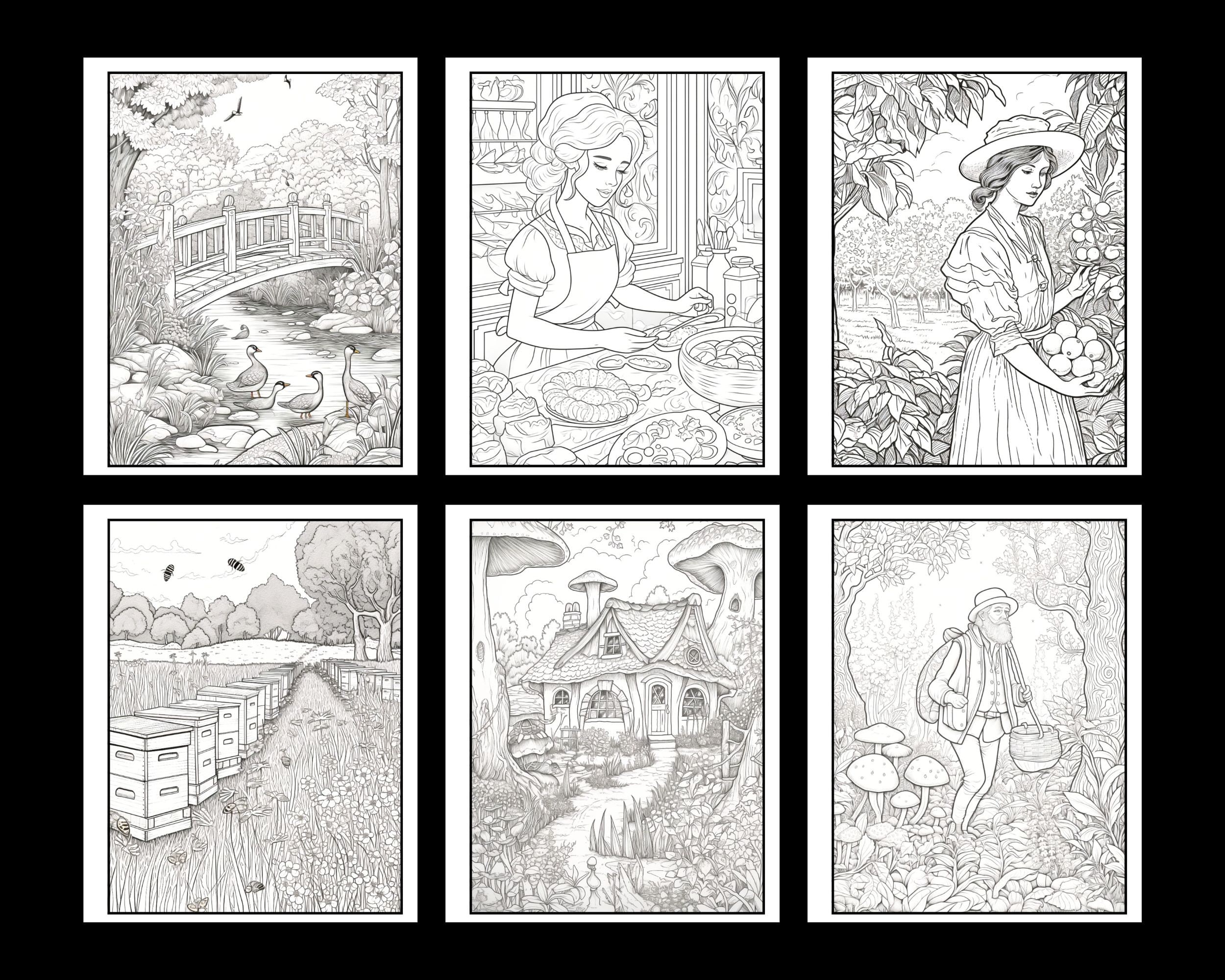 Cottagecore Coloring Book Pages, Adult Coloring Pages for ADHD ...