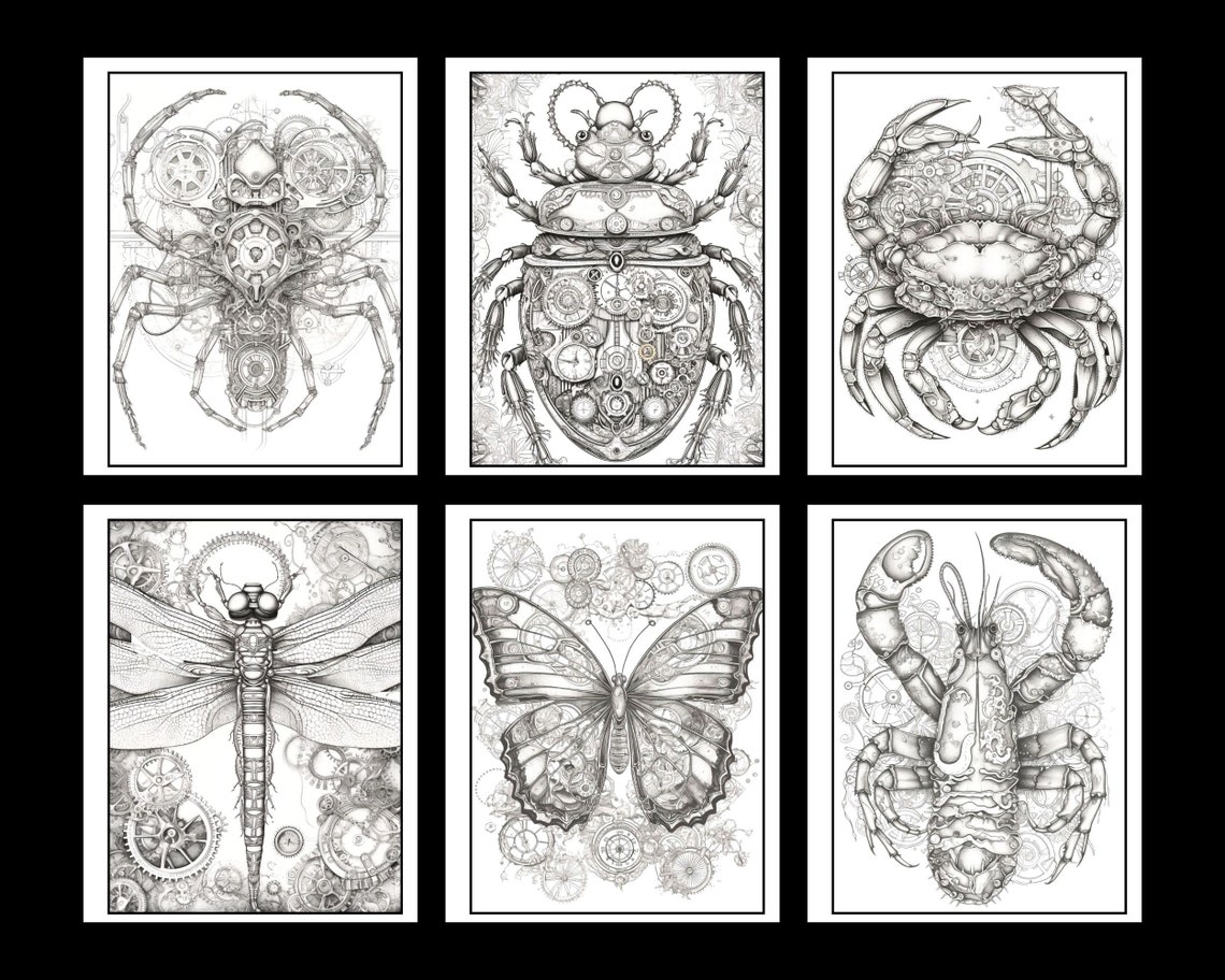 Steampunk Animals Coloring Book Pages Adult Coloring Pages - Etsy