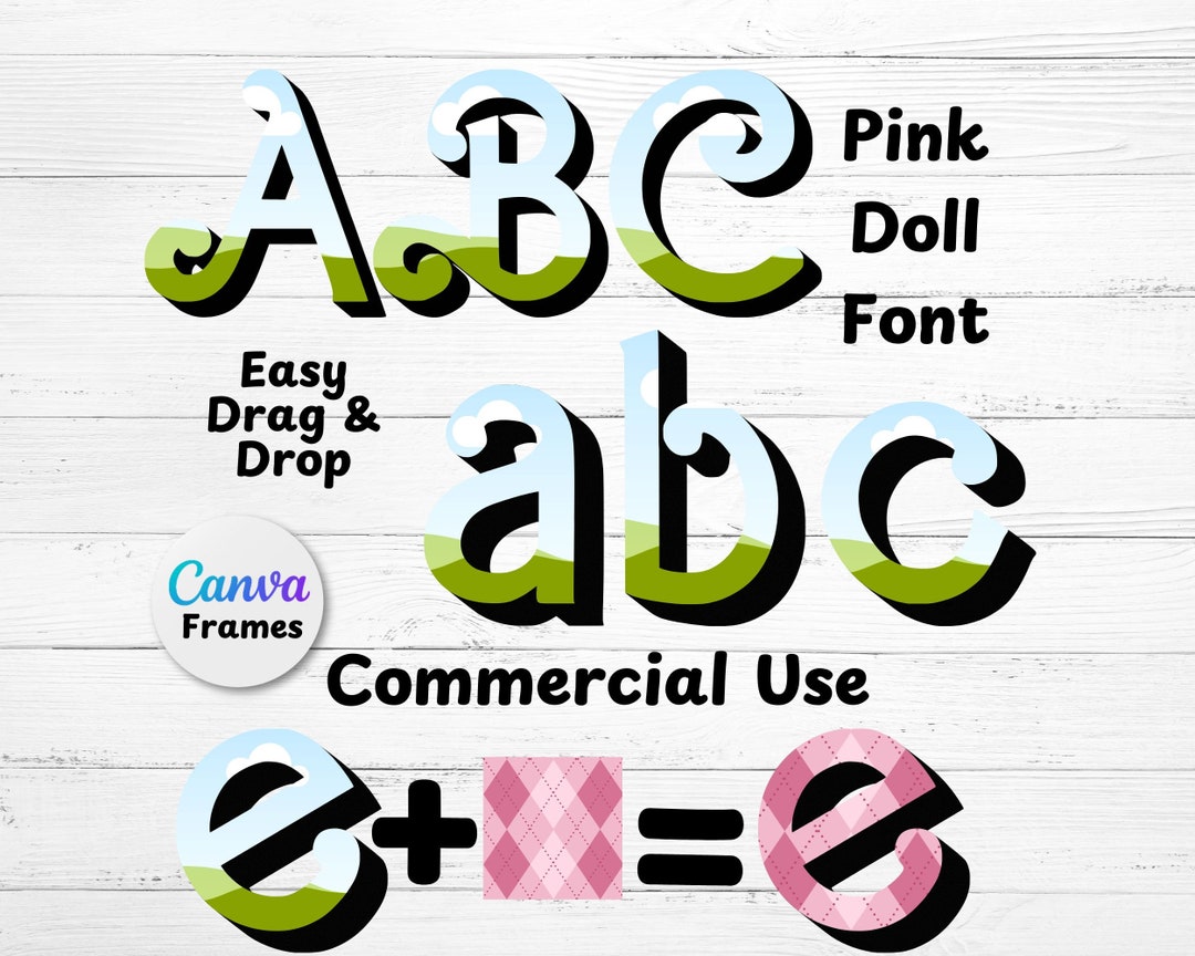 pink-doll-font-canva-frame-alphabet-editable-template-canva-etsy