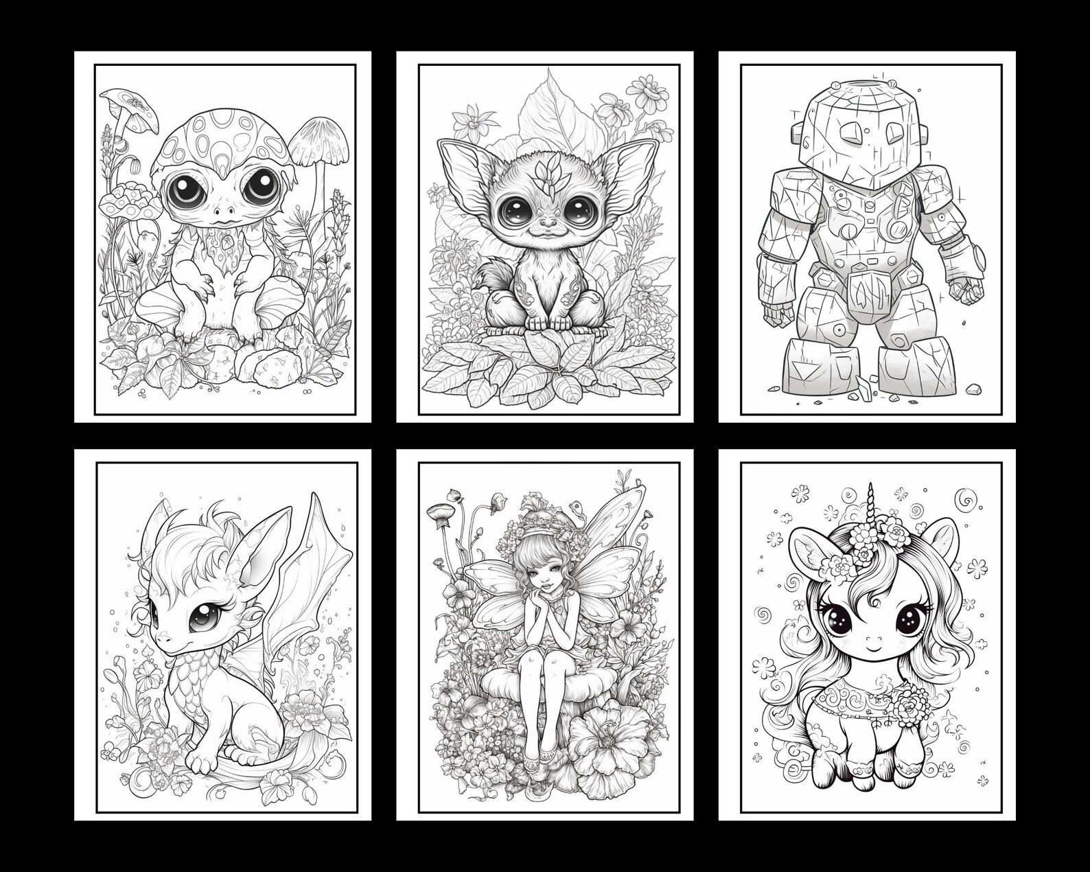 Cute Fantasy Coloring Book Pages Dragon Adult Coloring Pages for ADHD ...