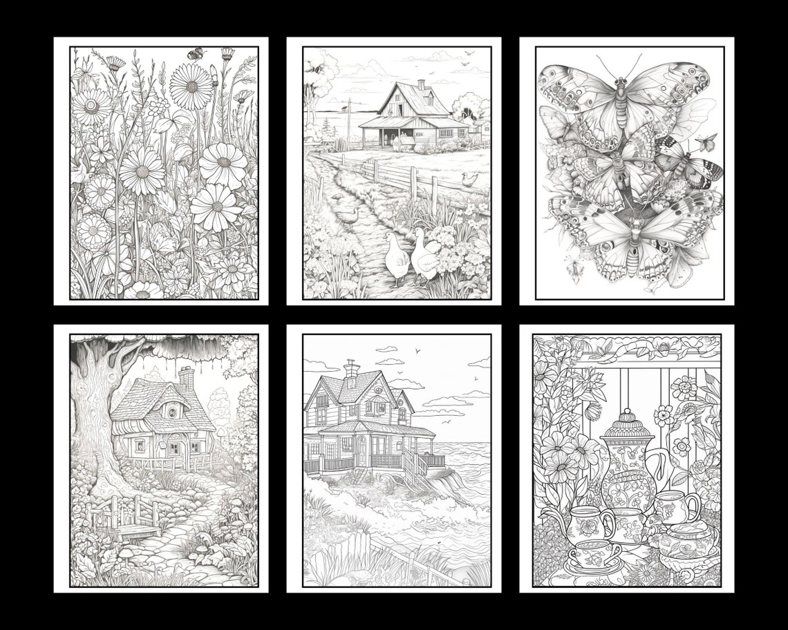 Cottagecore Coloring Book Pages, Adult Coloring Pages for ADHD ...