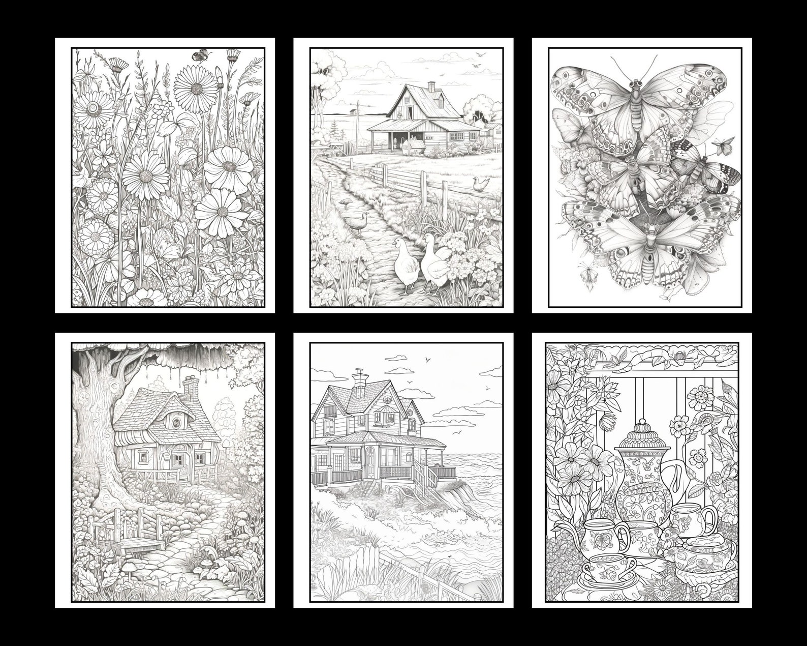 Cottagecore Coloring Book Pages, Adult Coloring Pages for ADHD ...