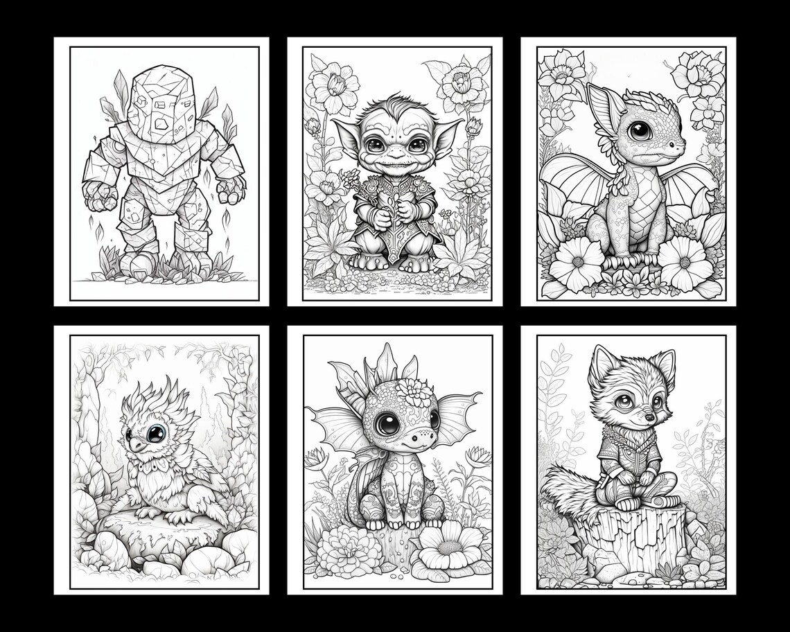 Cute Fantasy Coloring Book Pages Dragon Adult Coloring Pages for ADHD ...