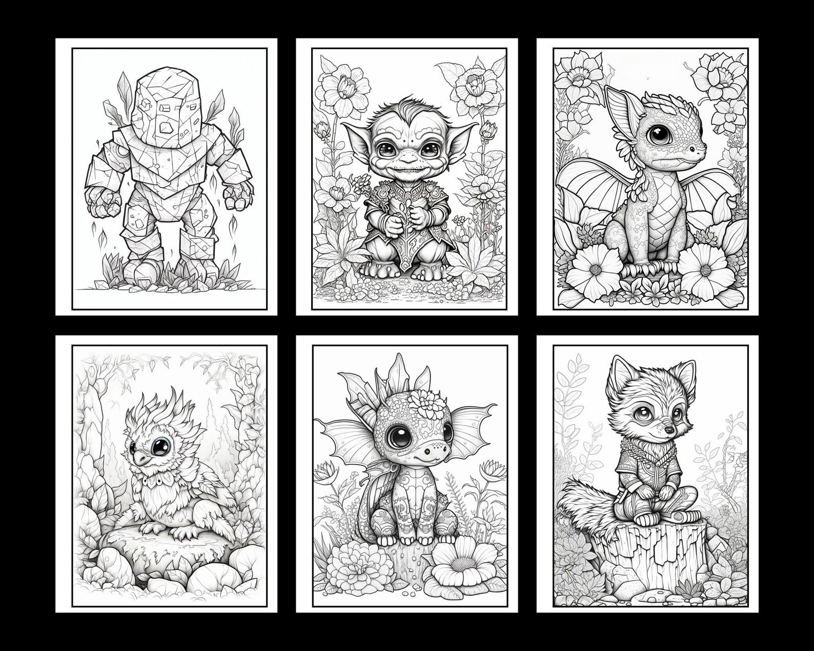 Cute Fantasy Coloring Book Pages Dragon Adult Coloring Pages for ADHD ...