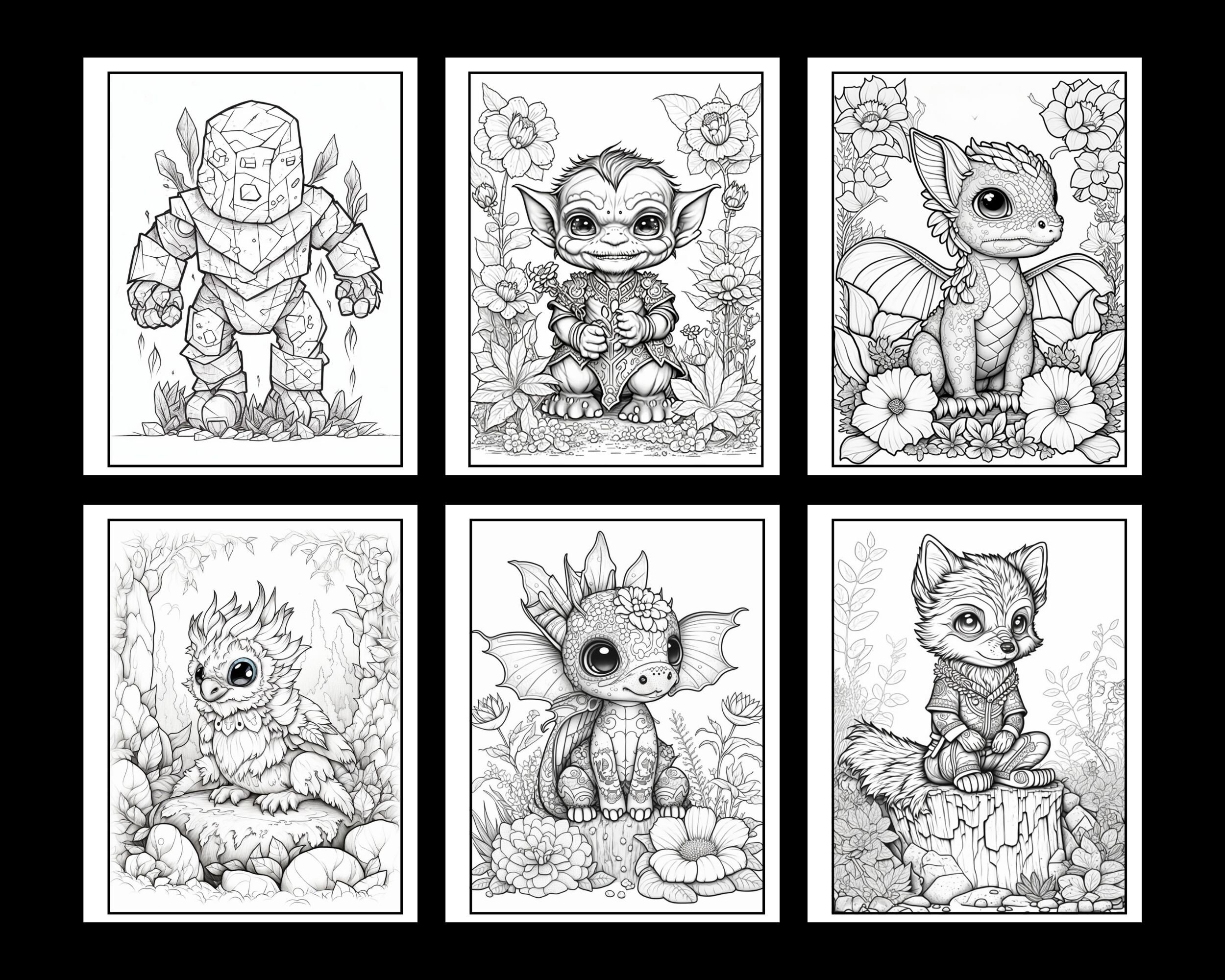 Cute Fantasy Coloring Book Pages Dragon Adult Coloring Pages for ADHD ...