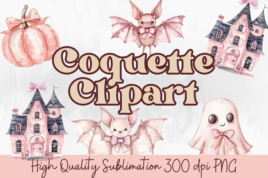 Coquette Halloween PNG Soft Girl Bundle, Pink Bow Pumpkin PNG, Bat Png ...
