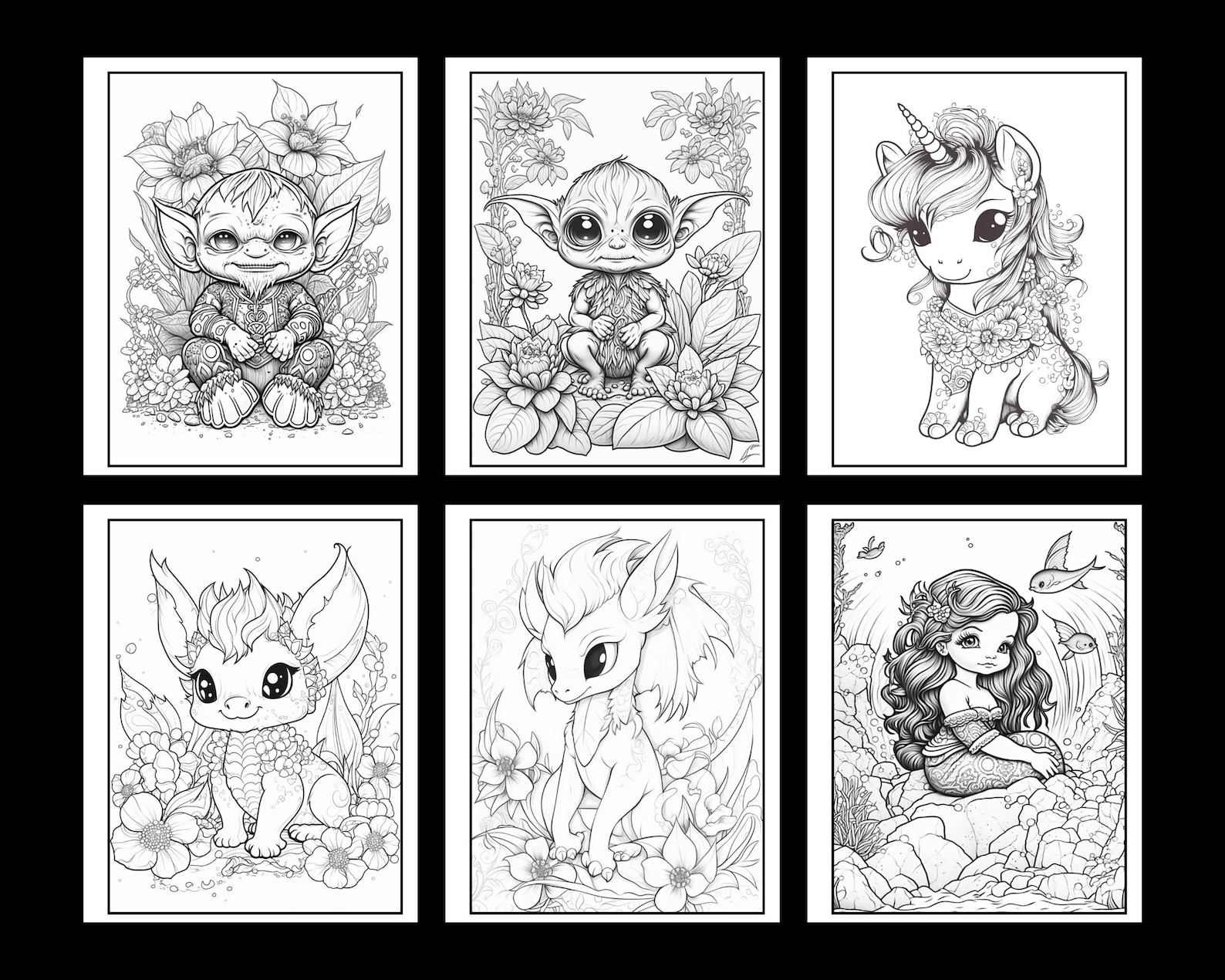 Cute Fantasy Coloring Book Pages Dragon Adult Coloring Pages for ADHD ...