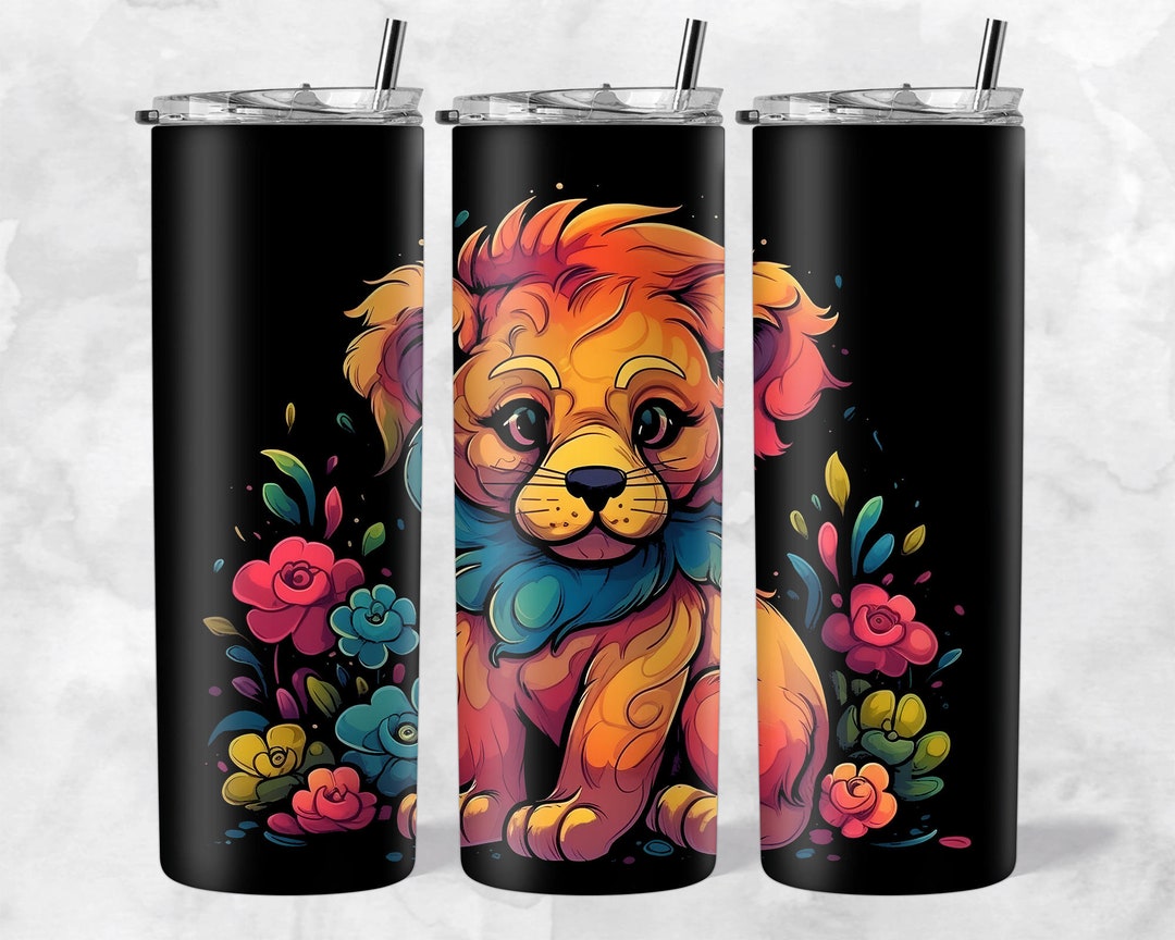 Lion 20oz Tumbler Sublimation Design Carnations Rainbow Neon - Etsy