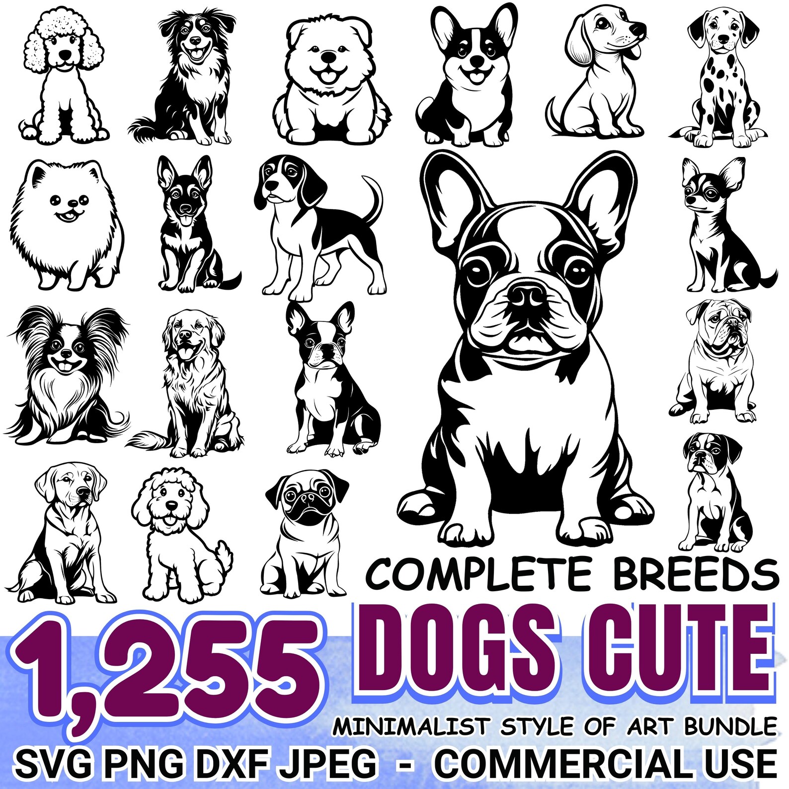 Dog Breed Clipart Bundle | Cute Minimalist Dog Svg | Full Breed ...