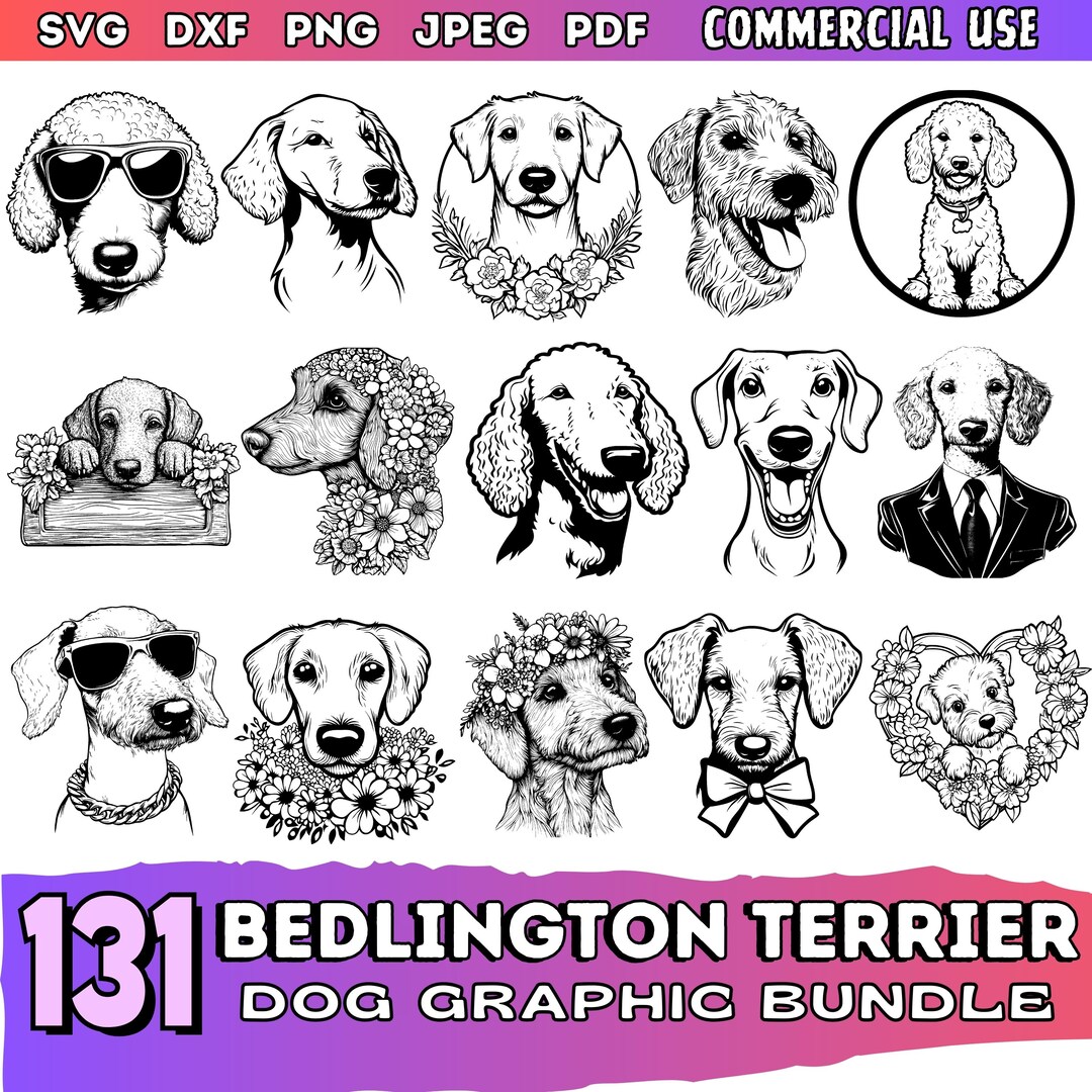 Bedlington Terrier Dog Laser Bundle | Svg Dxf Png Pdf | Laser Cut Files ...