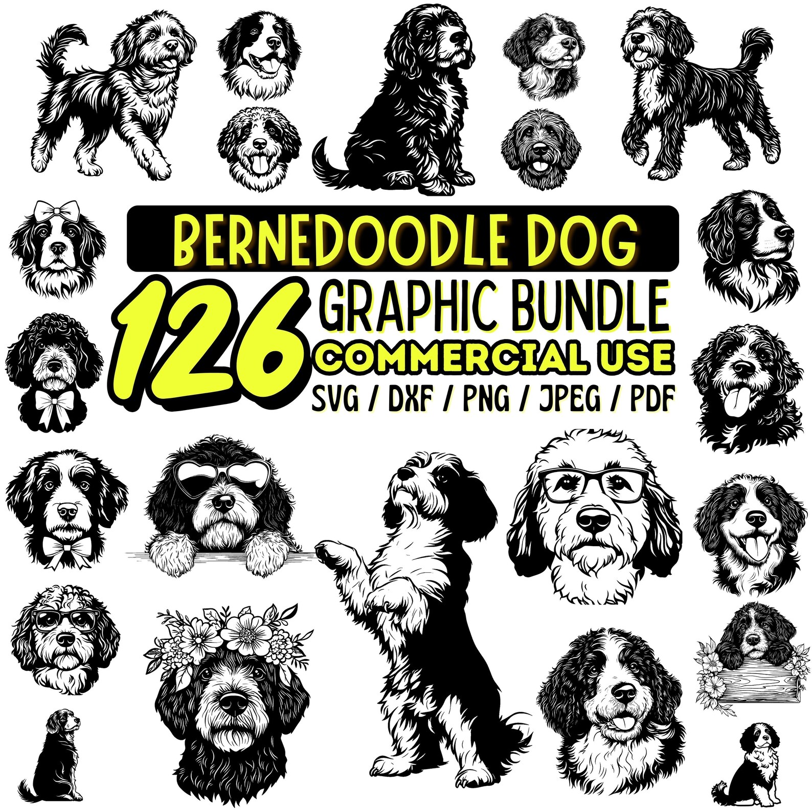 Bernedoodle Svg Bundle | Cricut Dog Lover Files | Bernedoodle Clipart ...