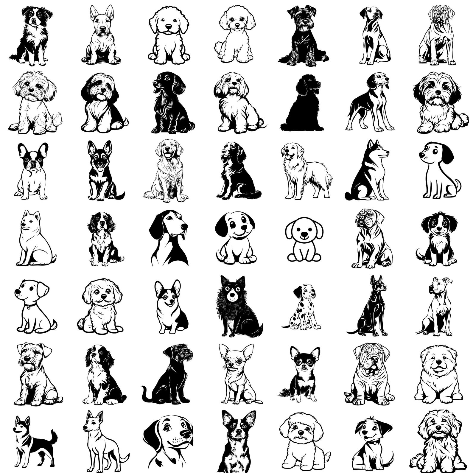 Dog Breed Clipart Bundle | Cute Minimalist Dog Svg | Full Breed ...