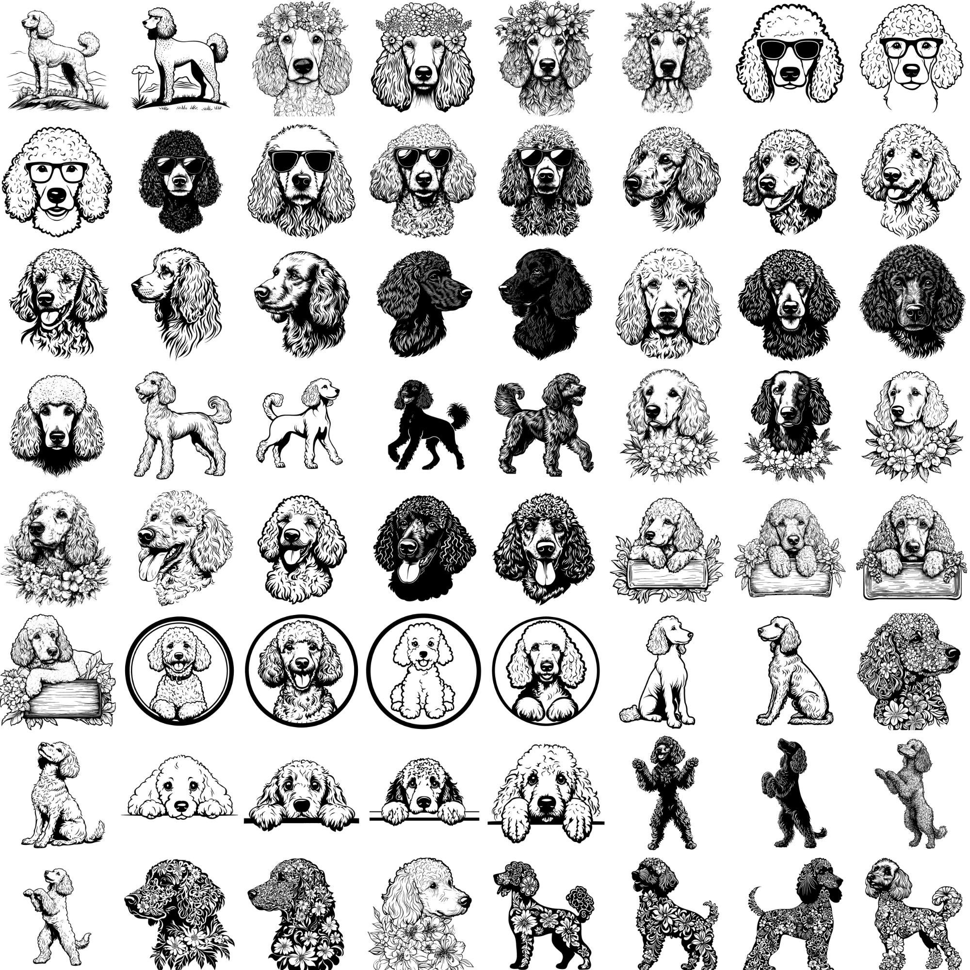 Laser Cut Files | Standard Poodle Dog Graphic Bundle | Laser Engraving ...