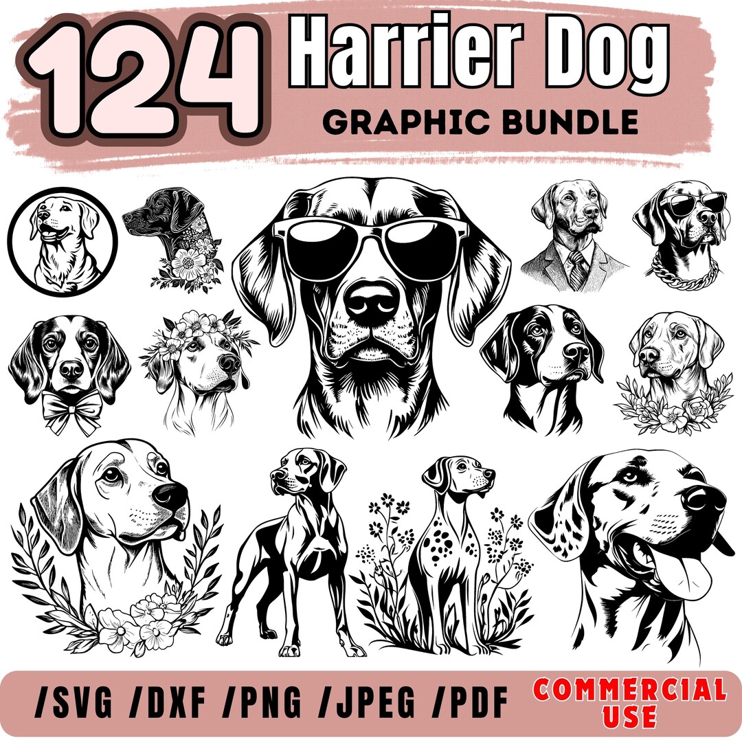 Harrier Dog Laser Cut Files | Svg Dxf Png Pdf Bundle | Dog Engraving ...