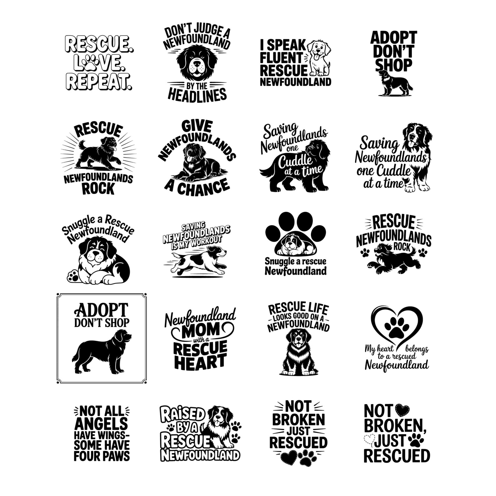 Rescue Newfoundland Svg Bundle | Dog Lover Cricut Cut Files | Funny Pet ...
