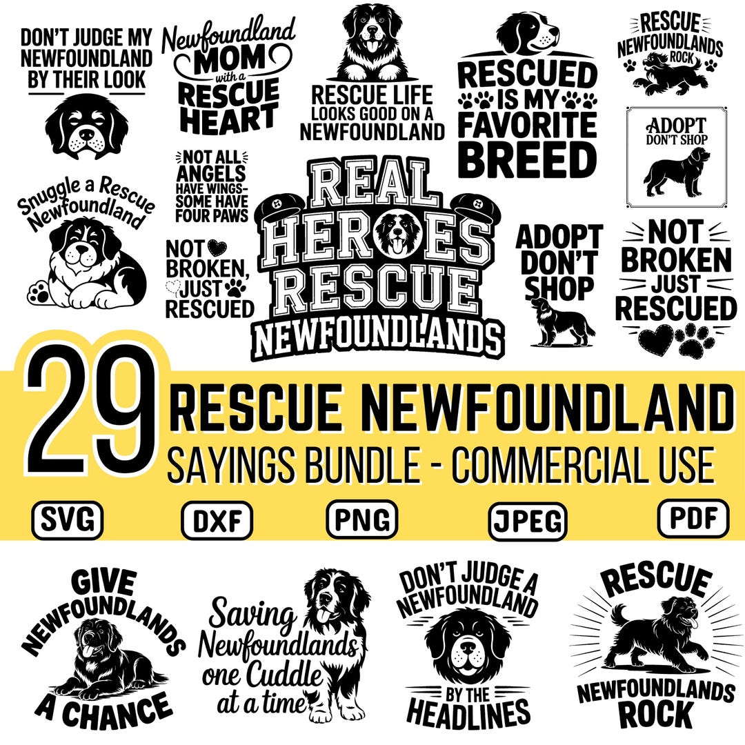 Rescue Newfoundland Svg Bundle | Dog Lover Cricut Cut Files | Funny Pet ...